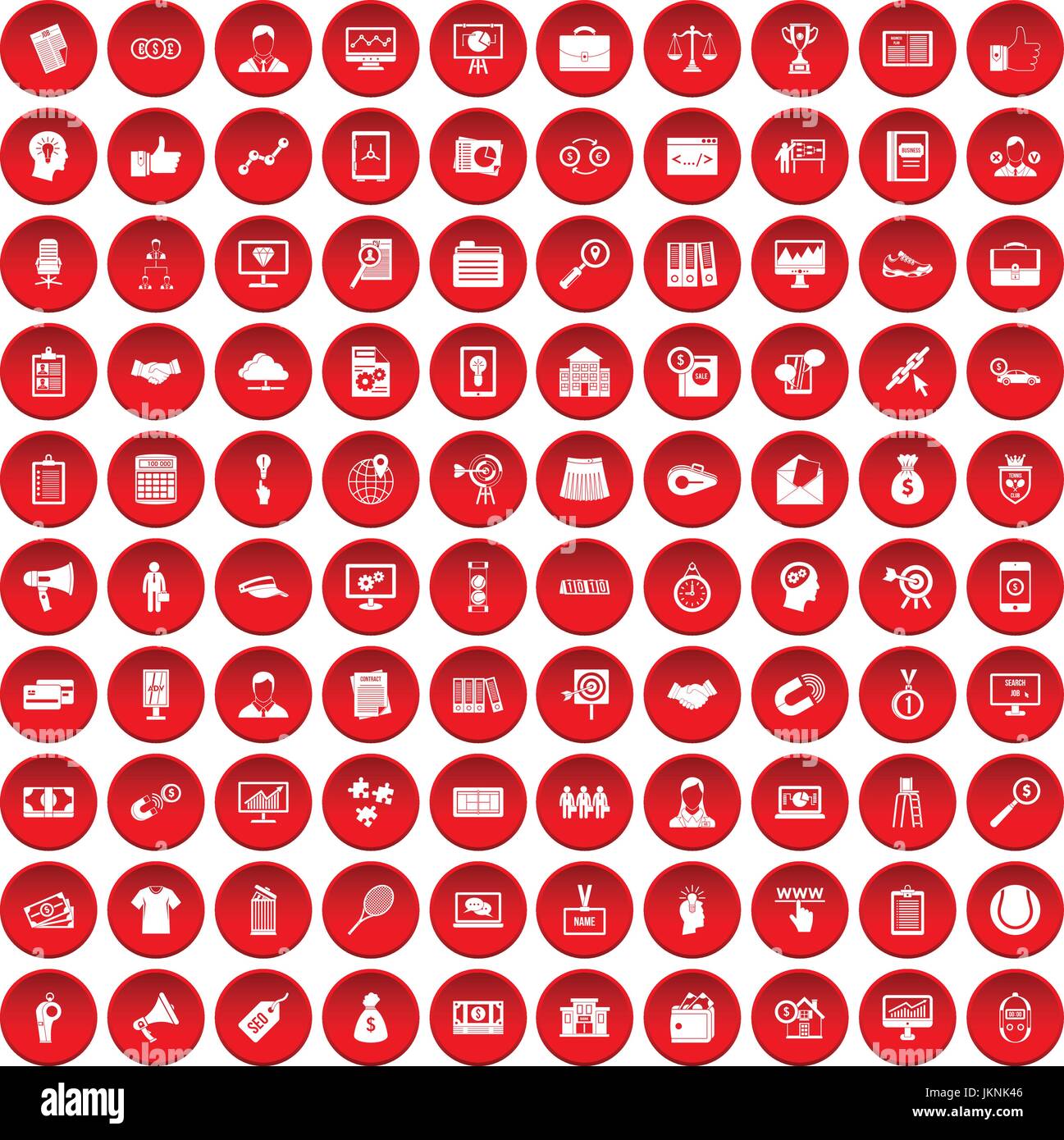 100 Partnerschaft Symbole inmitten roter Kreis auf weißem Vektor ...