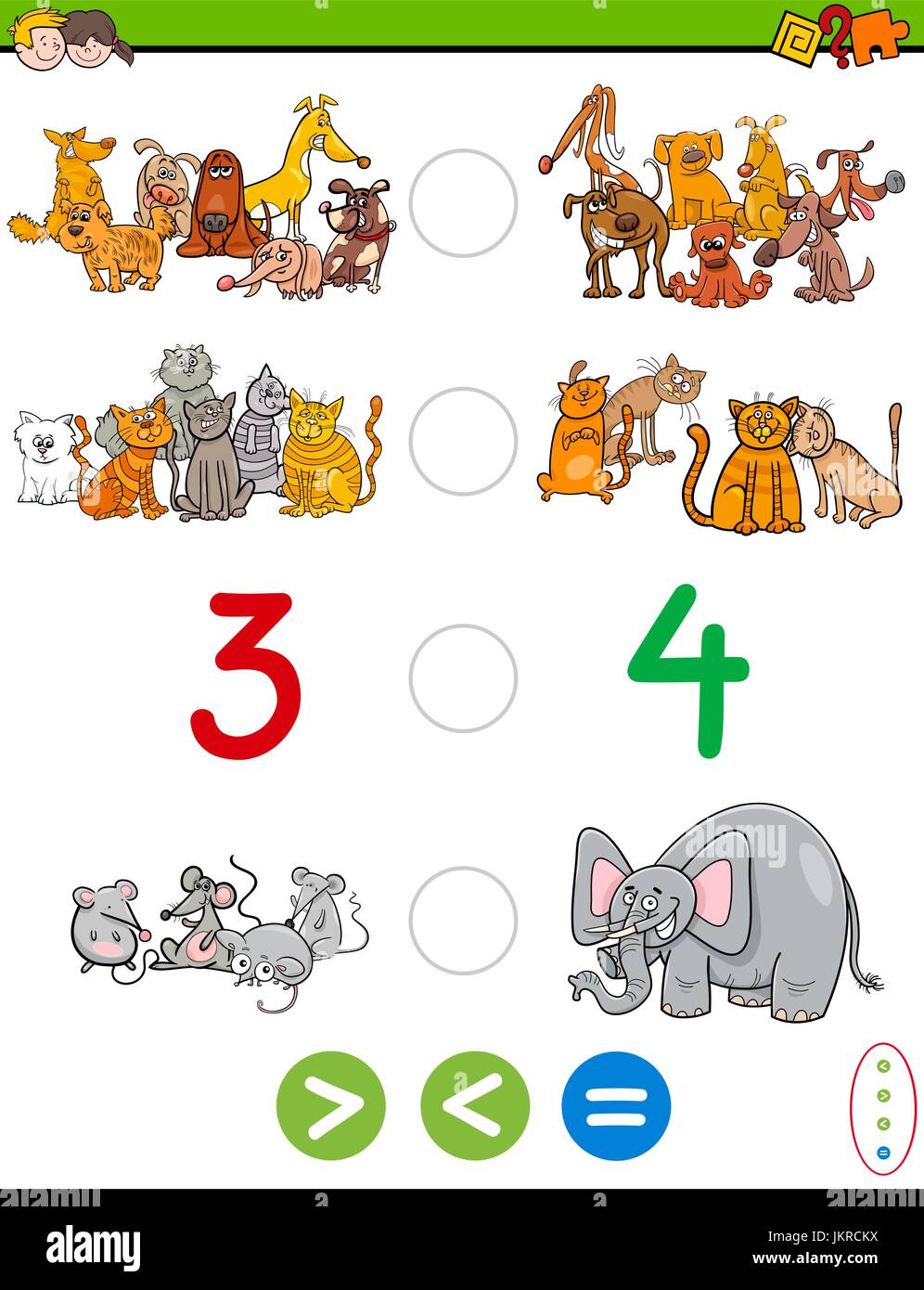 Comic-Illustration von mathematischen Lehrtätigkeit Spiel größer als ...