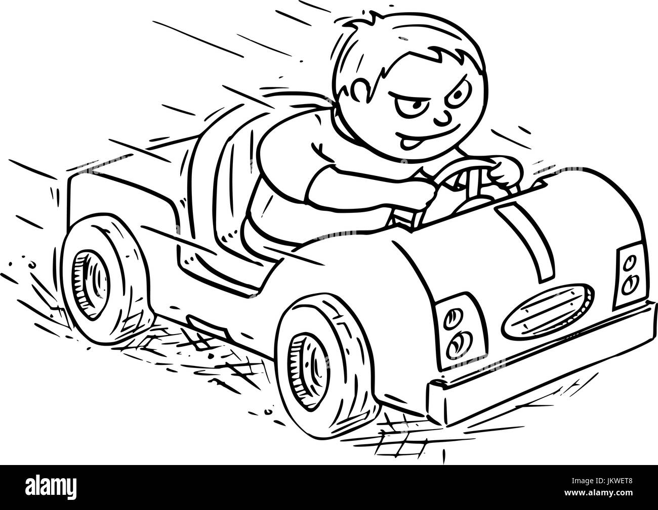 Handzeichnung Vektor Karikatur eines jungen Pedal oder Batterie ...