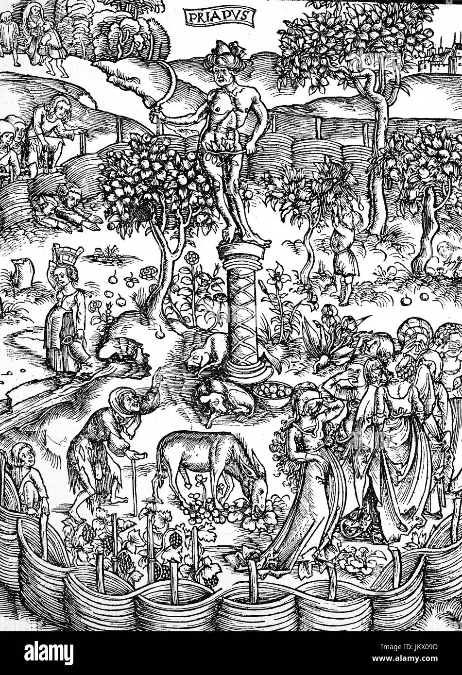 Digital verbessert:, Priapos, dem obersten Heiligen steht auf einer ...