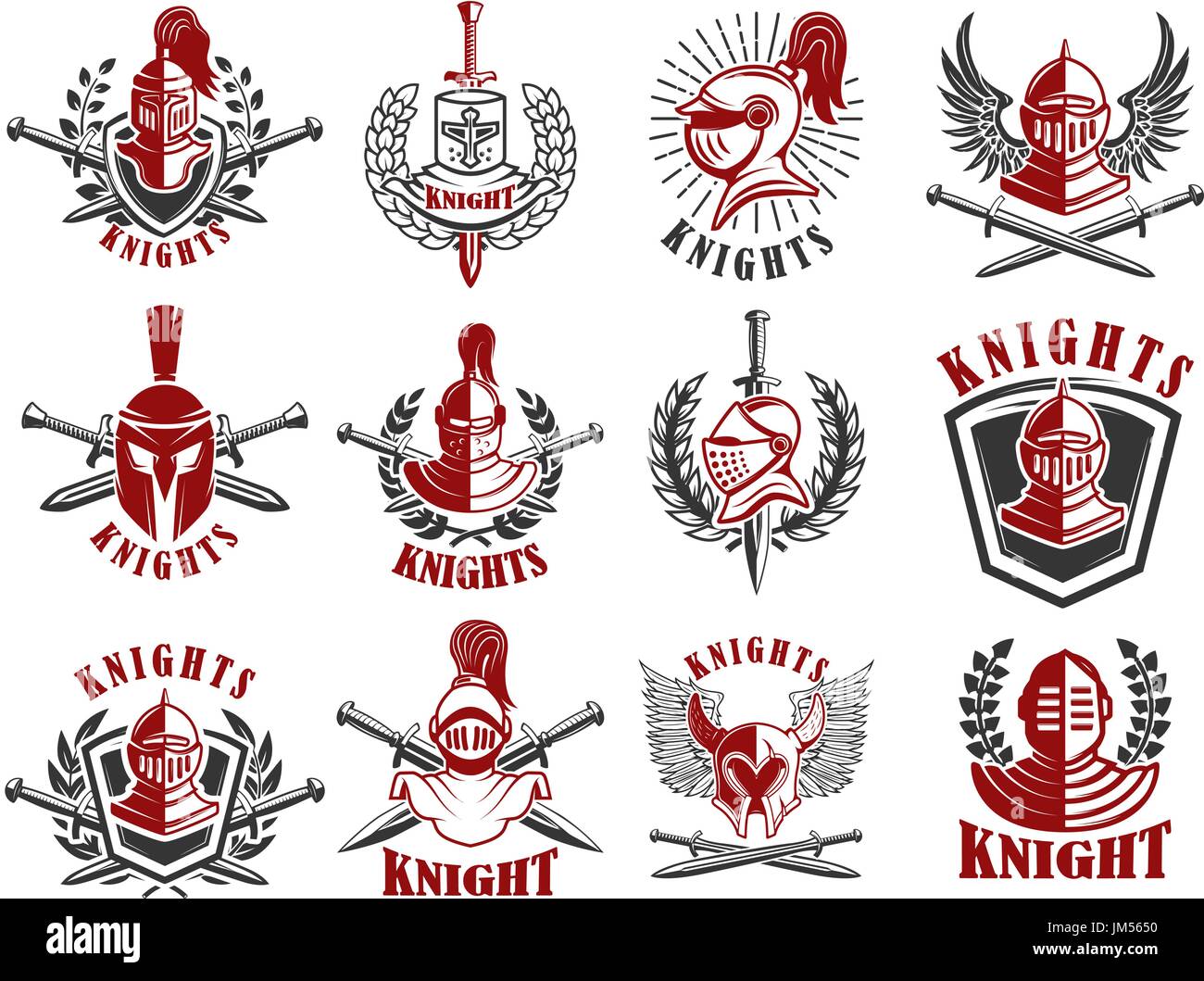 Satz von Ritter Embleme. Design-Elemente für Label, Emblem, Zeichen ...