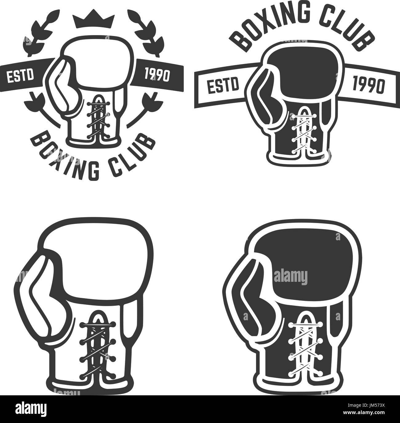 Satz von Box-Club Embleme Vorlagen isoliert auf weißem Hintergrund ...