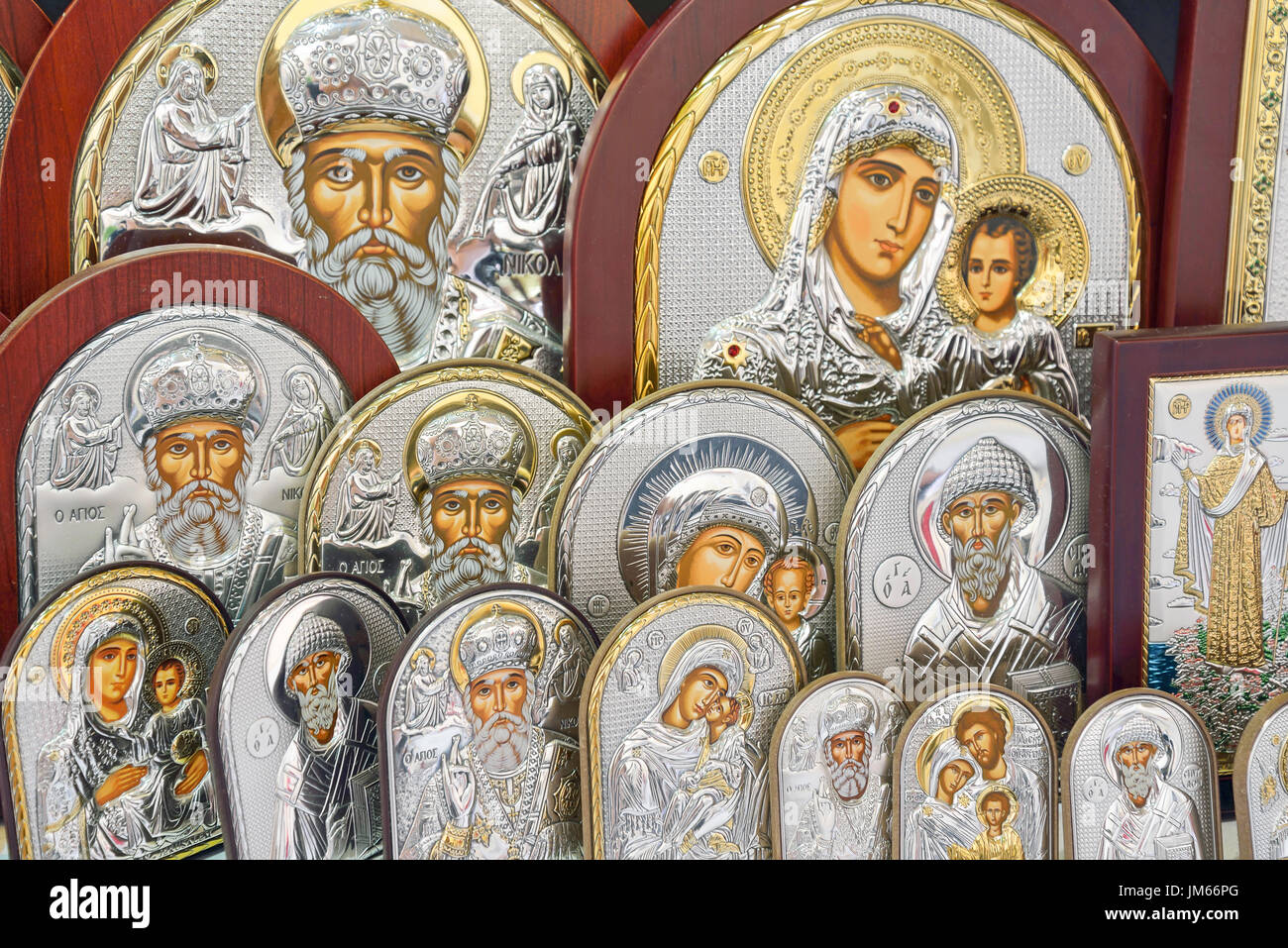 Souvenir orthodoxen Ikonen im Shop, Altstadt Korfu, Griechenland ...