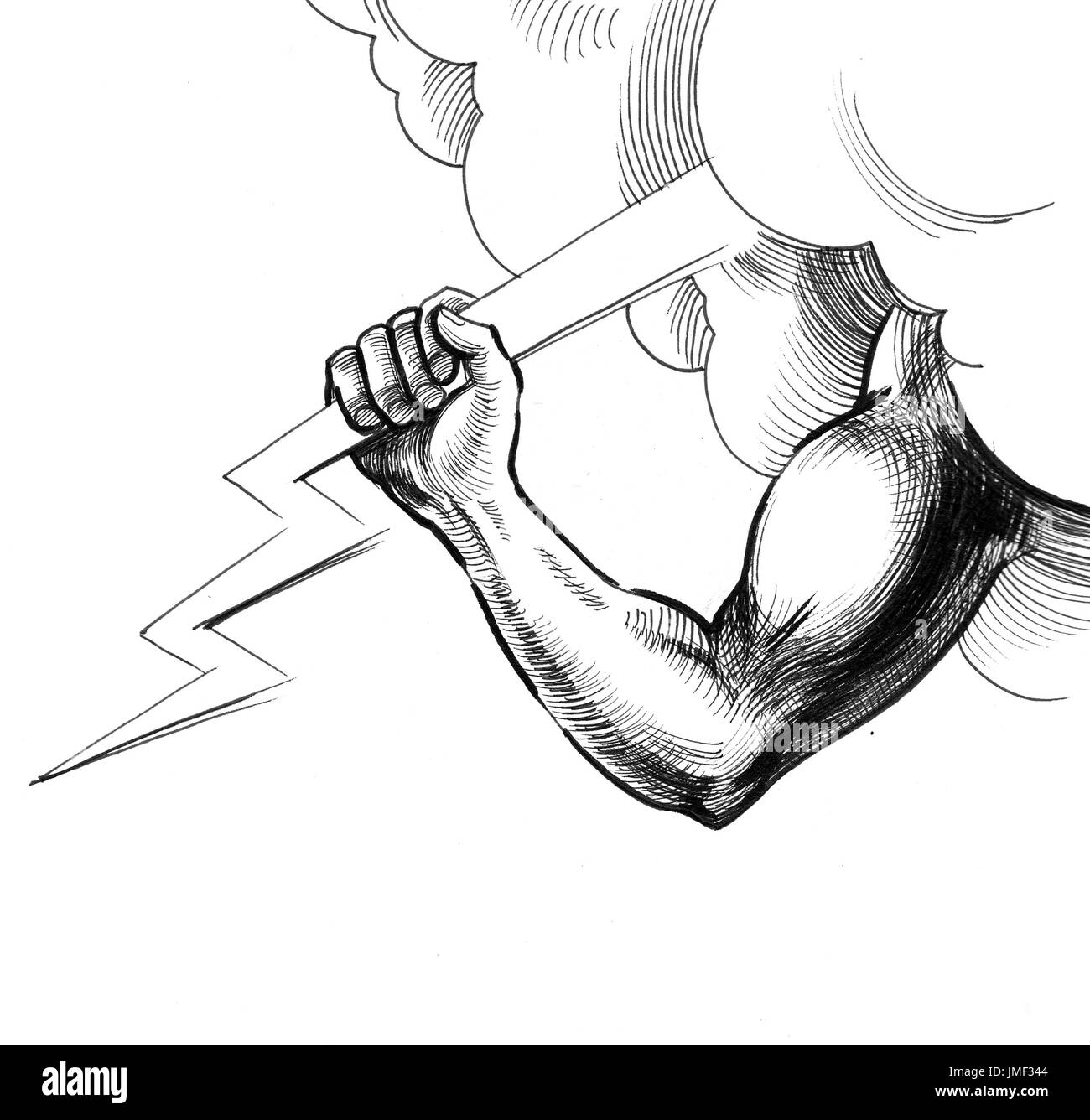 Hand mit einem Blitz Stockfotografie - Alamy