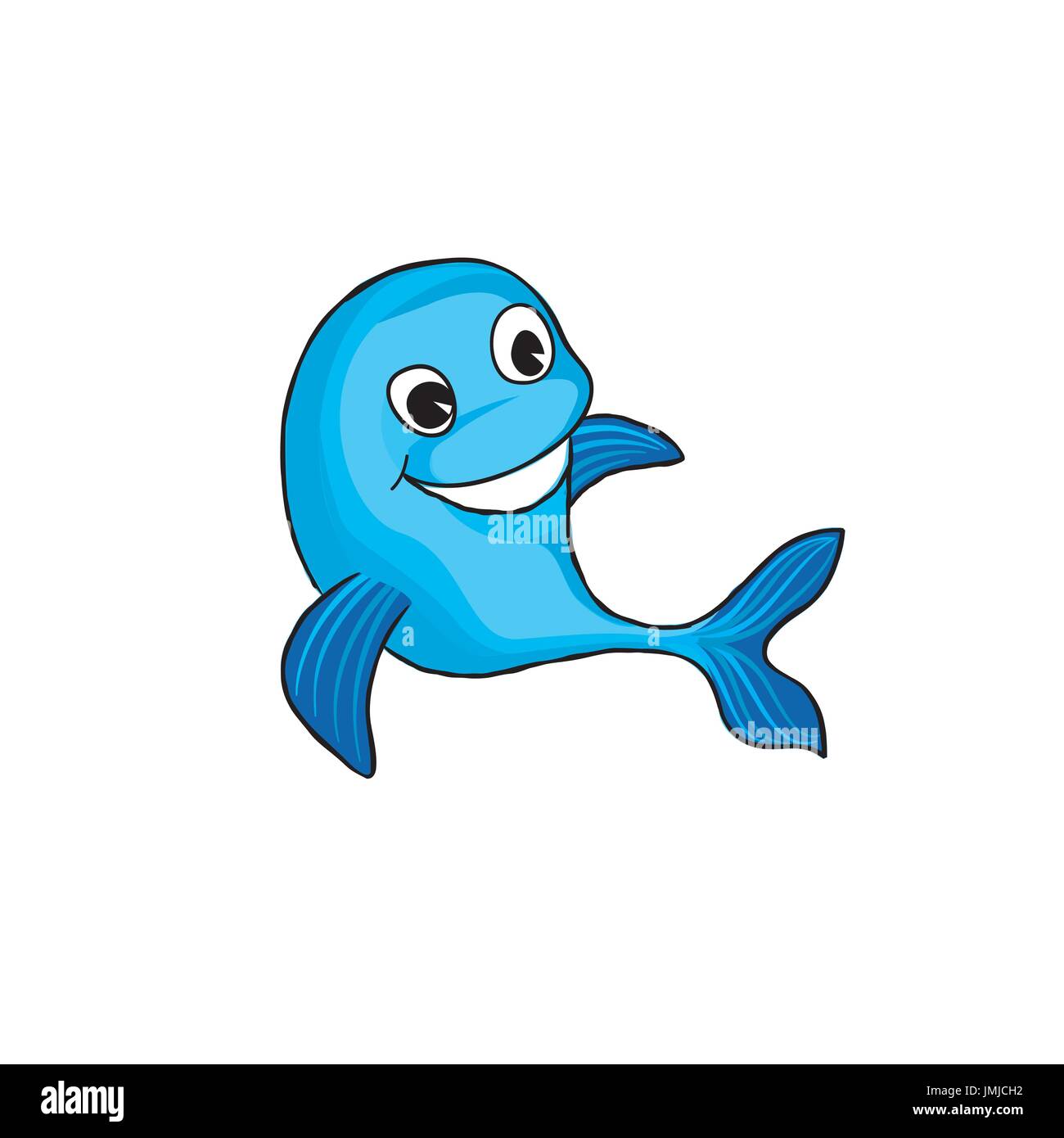 Lustige Delphin Cartoon. Marine Tierzeichen Stock-Vektorgrafik - Alamy