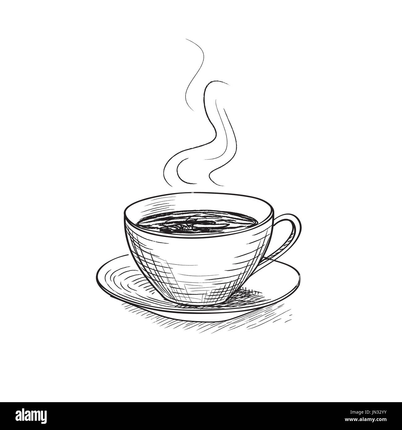Tasse Kaffee. Kaffee-Pause-Symbol. Vektor stilvolle Symbol. Doodle ...