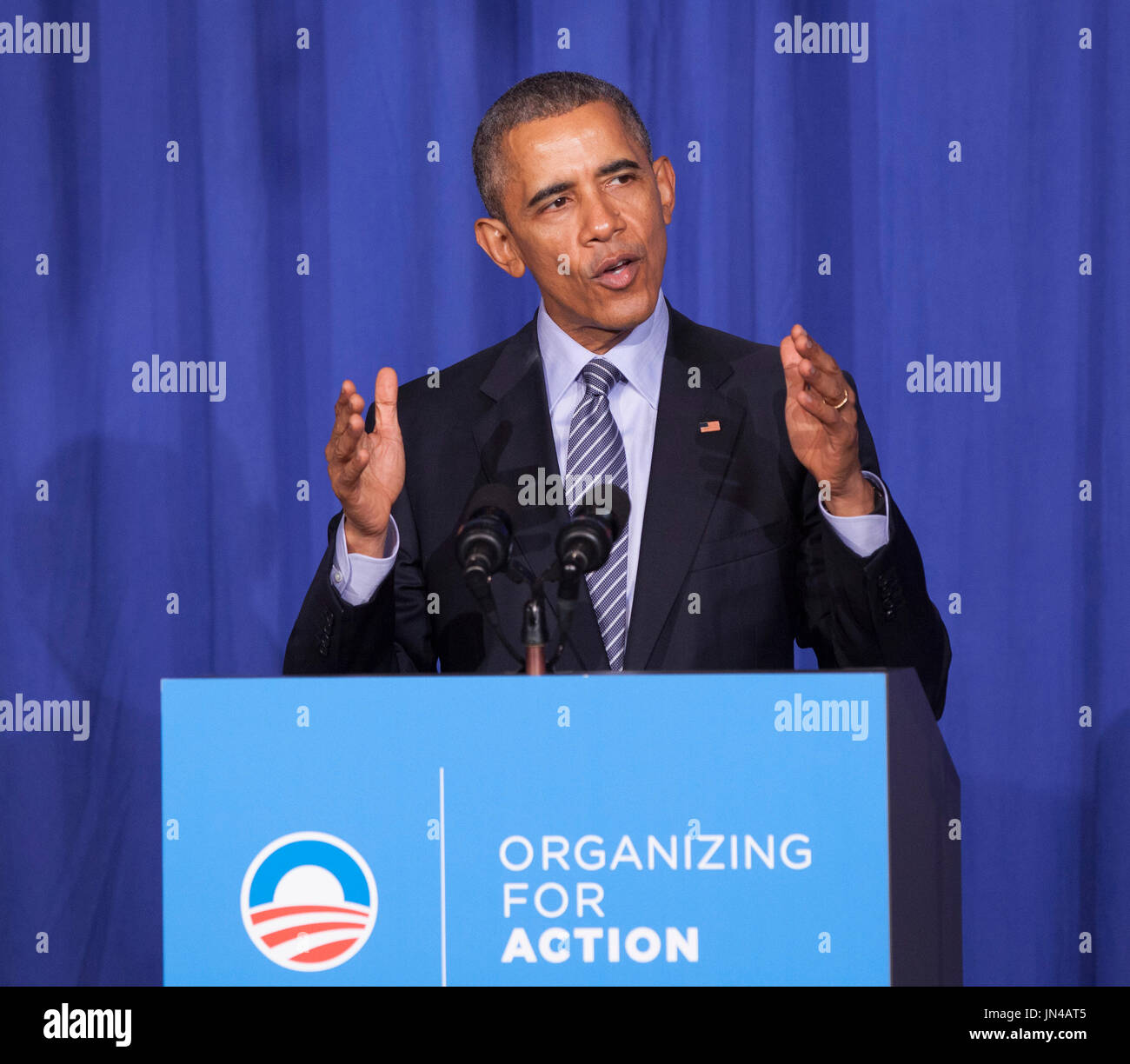 US-Präsident Barack Obama macht Bemerkungen bei einer Organisation für ...