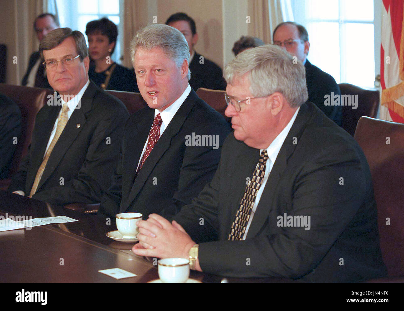 US-Präsident Bill Clinton, Center, trifft sich mit US Senat Majority ...