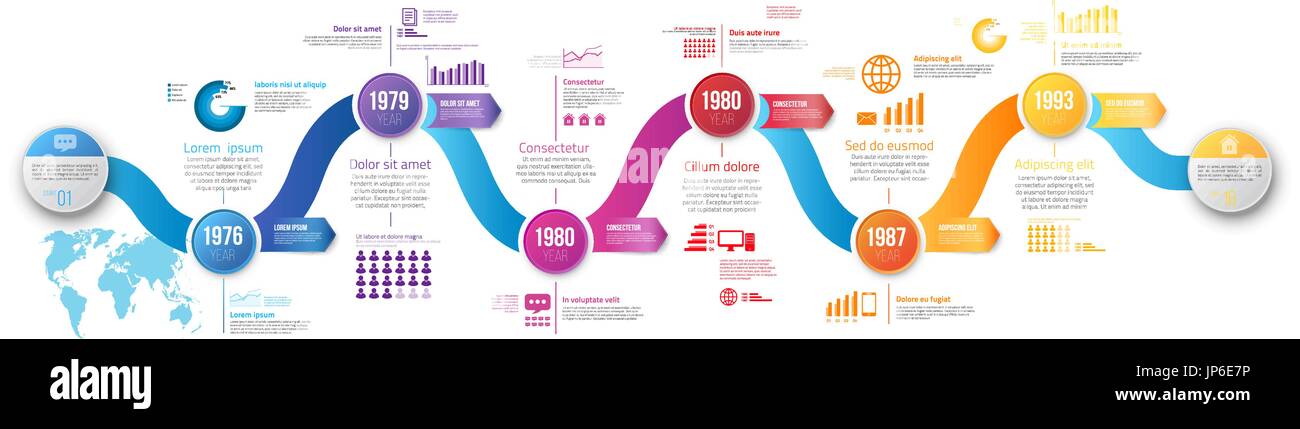 Infografiken Pfeil Timeline Storico Vorlage Stock-Vektorgrafik - Alamy