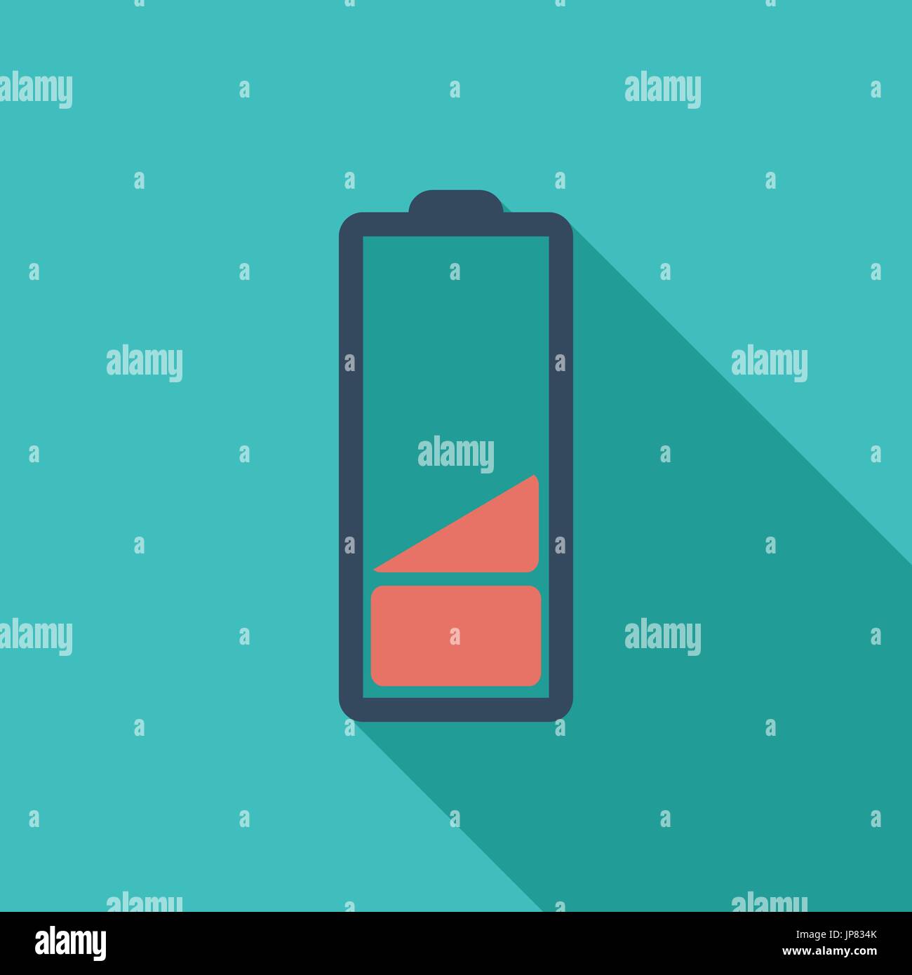 Laden das Akku-Symbol. Flache Vektor zugehörige Symbol mit langen ...