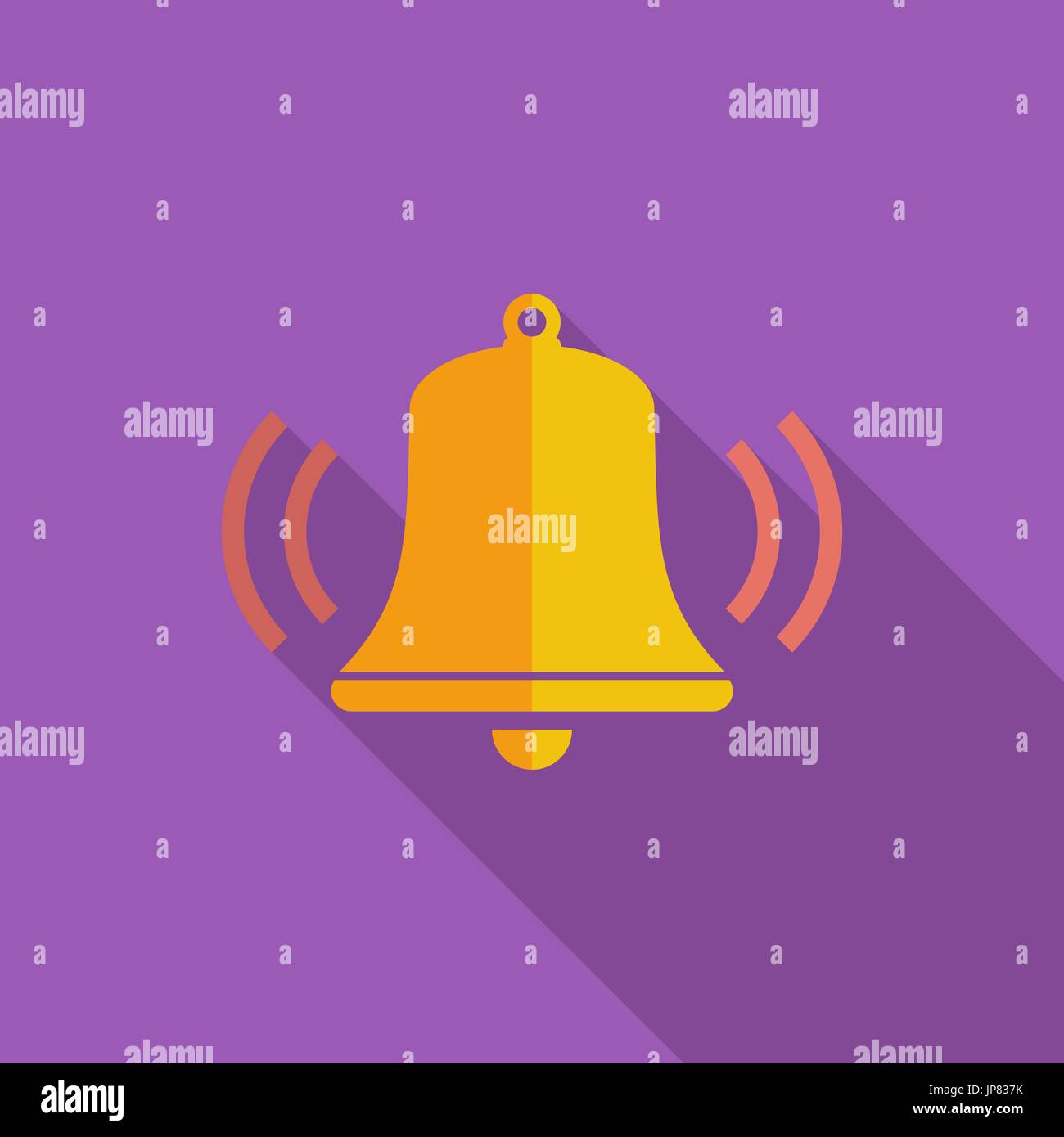 Glocken-Symbol. Flache Vektor zugehörige Symbol mit langen Schatten für ...