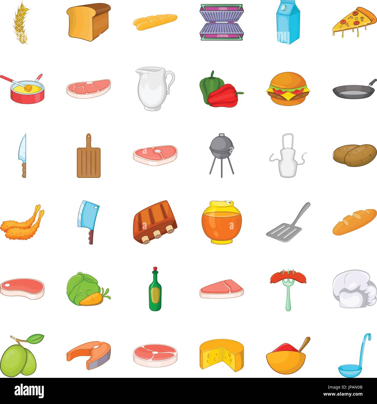 BBQ essen Icons Set, Cartoon-Stil Stock-Vektorgrafik - Alamy