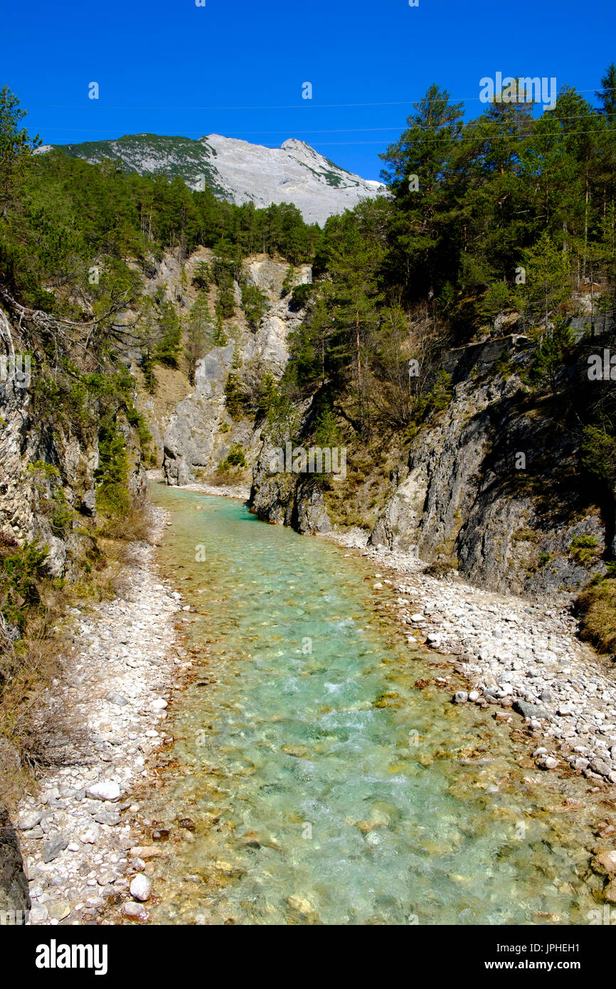 Karwendel-Schlucht im Hinterau-Tal, obere Isar, Isar Valley in der Nähe ...