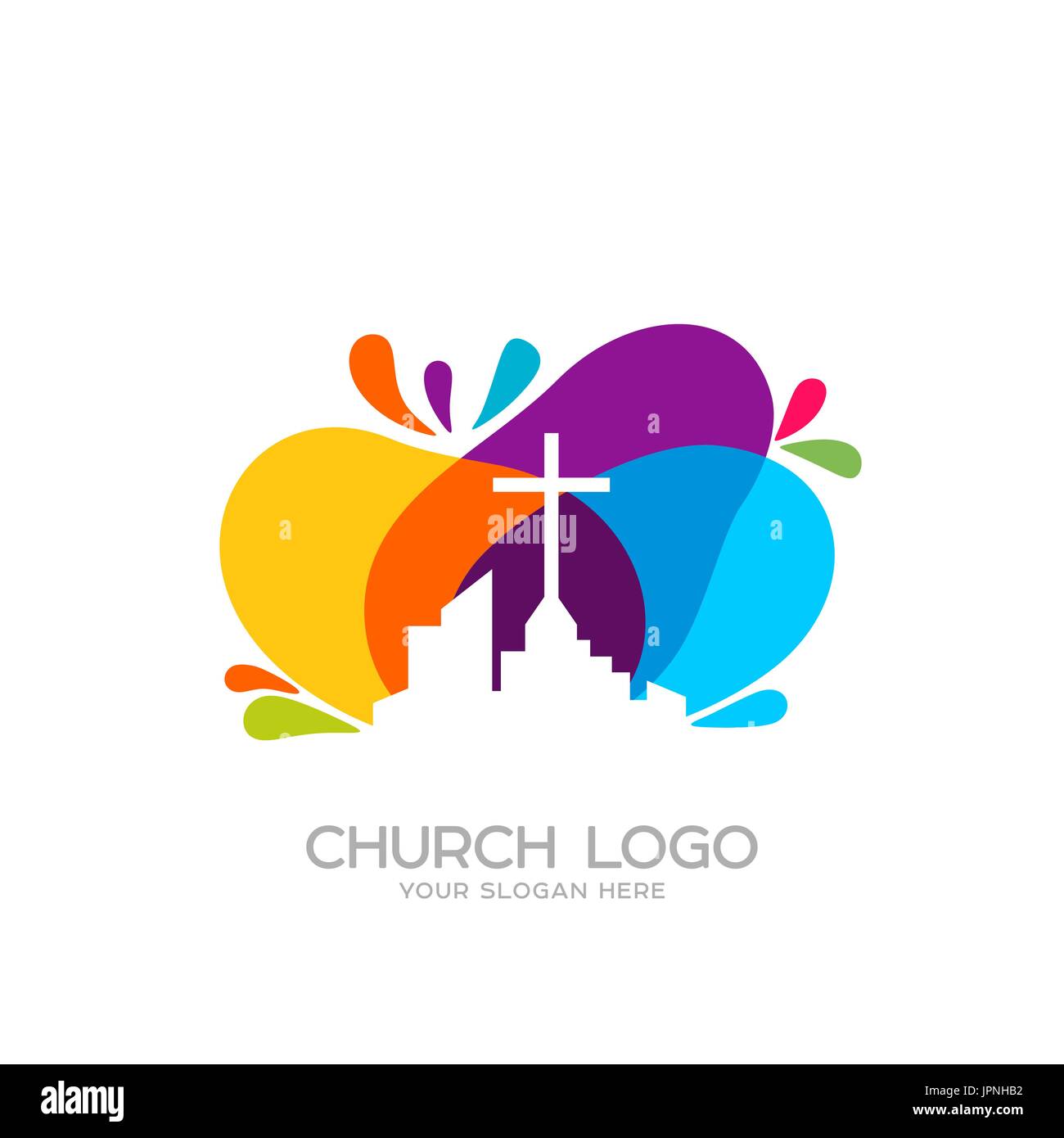 Logo der Kirche. Christliche Symbole. Gemeinde Gottes Stock ...
