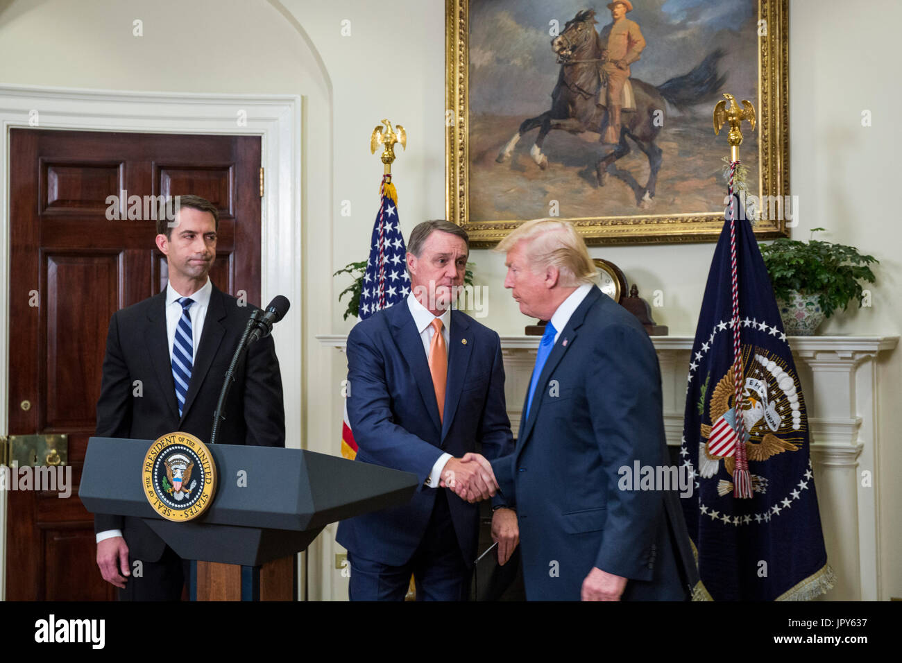 Washington DC, USA. 2. August 2017. US-Präsident Donald J. Trump ...