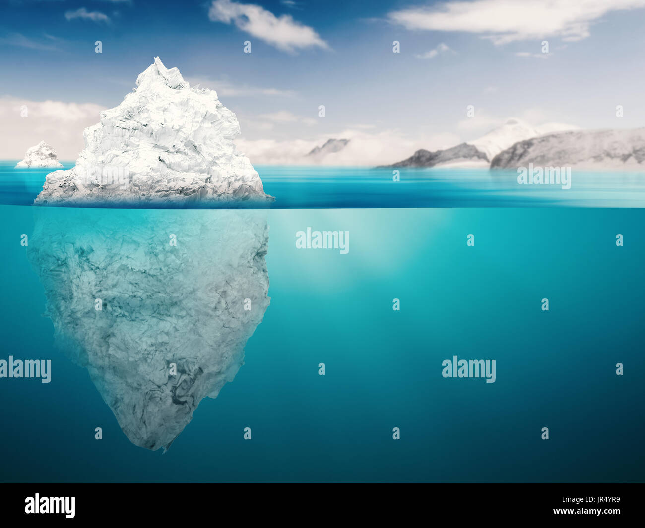 3D Rendering Eisberg Modell am blauen Meer Stockfotografie - Alamy