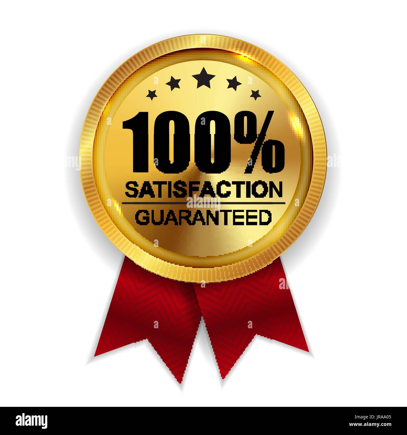 100 % Zufriedenheit garantiert goldene Medaille Label Symbol Siegel Zeichen Stock-Vektorgrafik ...