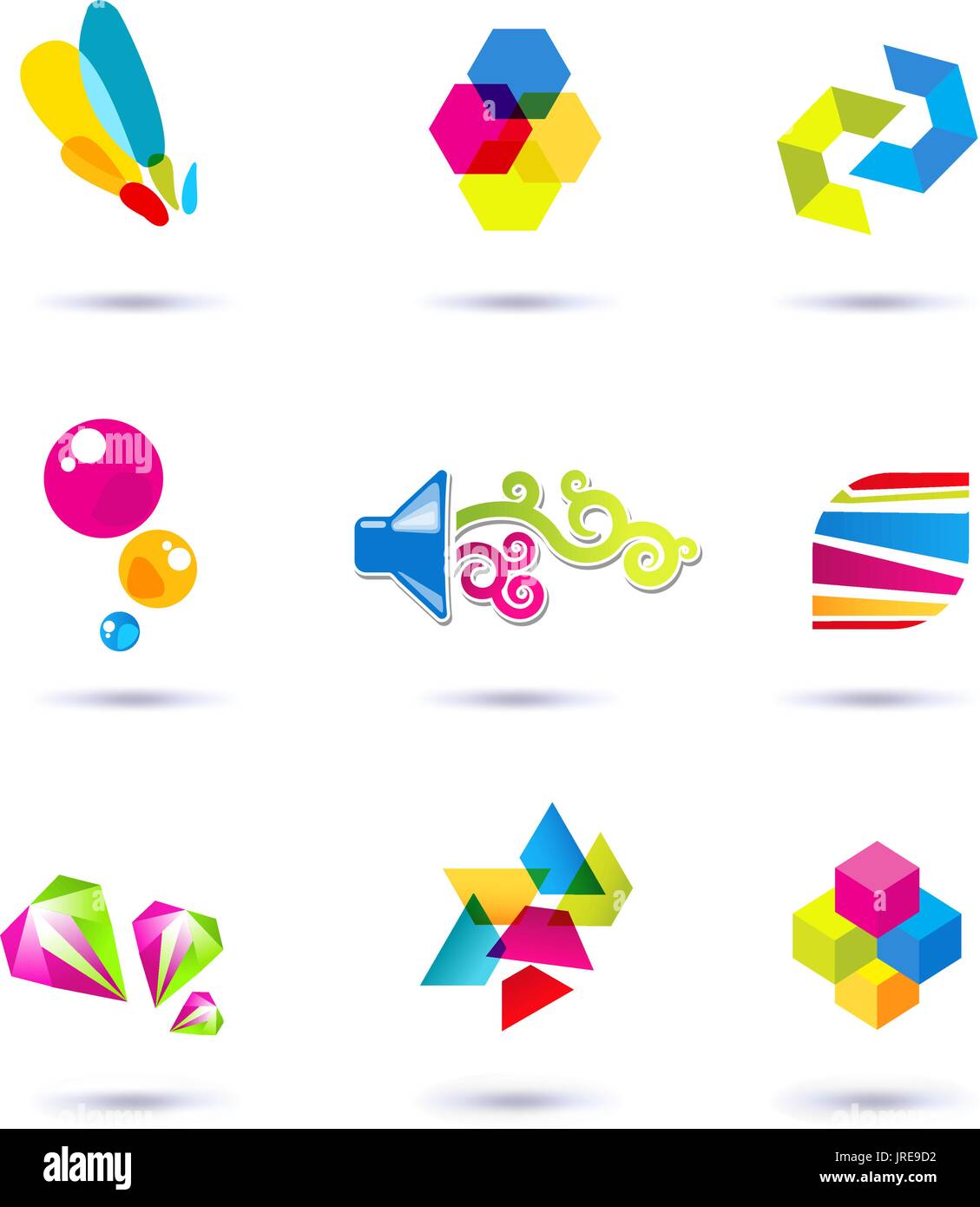 Satz von Symbol und Formen. Trendige Icons und Logos. Geschäft Zeichen ...