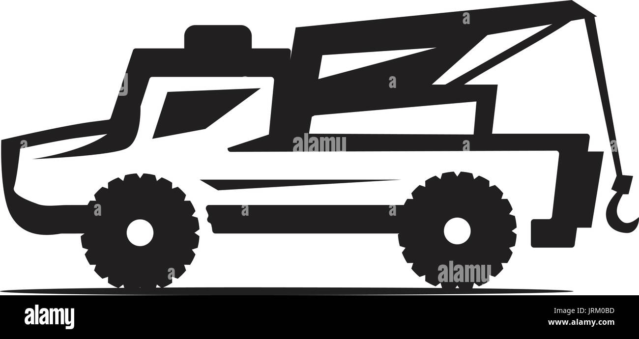 Silhouette der Abschleppwagen LKW Illustration, isoliert auf weißem ...