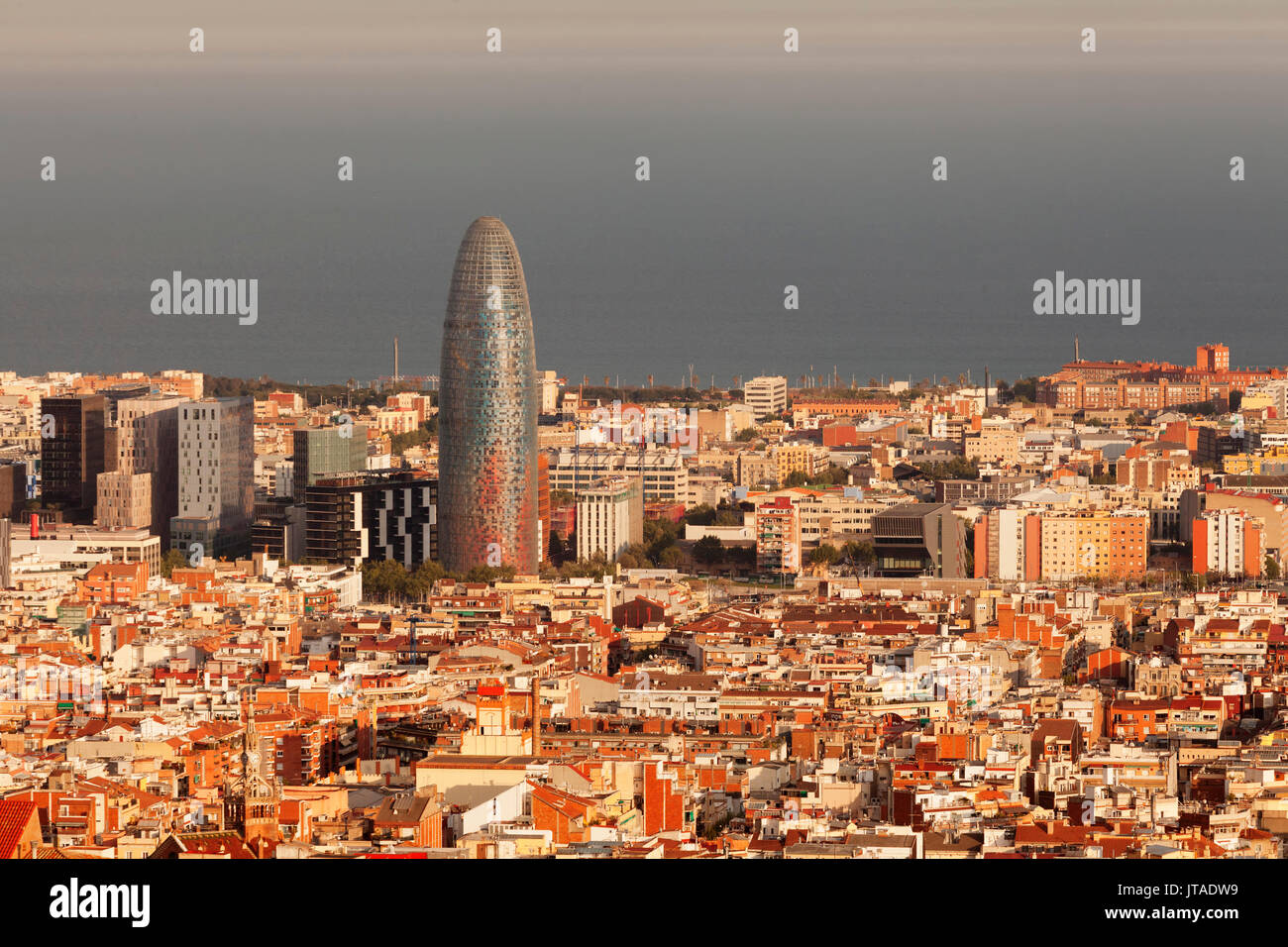 Blick über Barcelona mit Torre Agbar Tower, Jean Nouvel, Paris ...