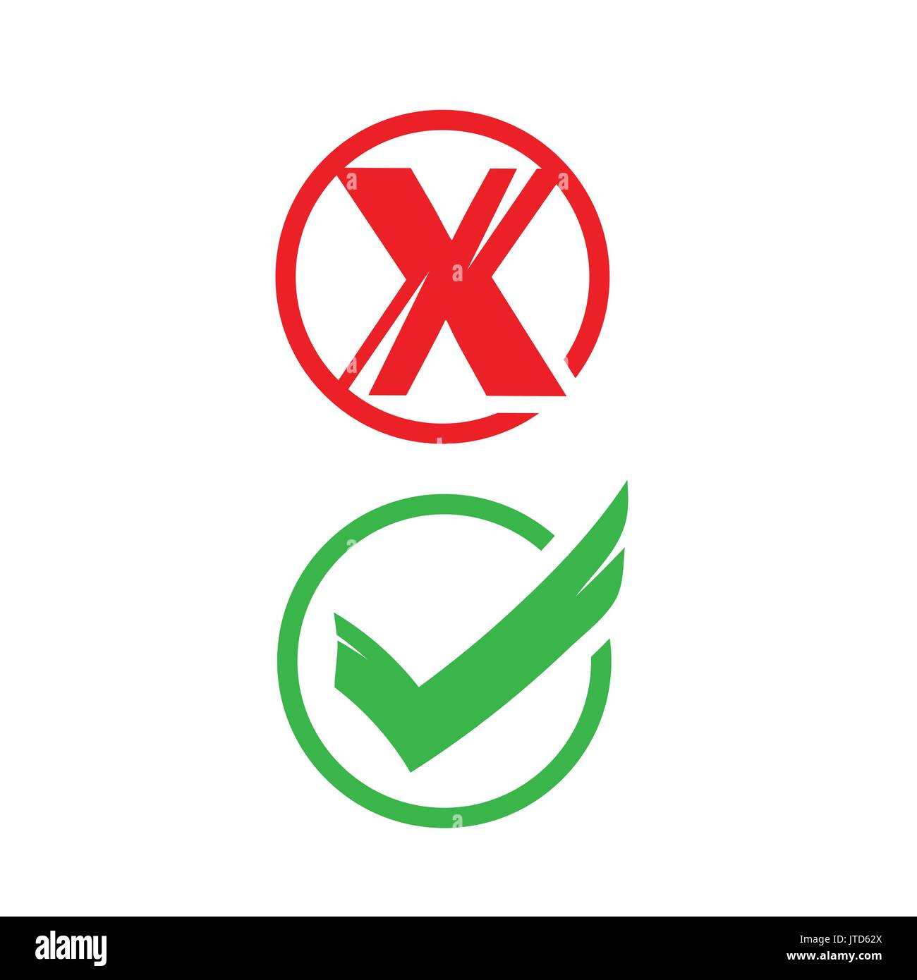 Nein und ja Zeichen, Icon Design, auf weißem Hintergrund Stock ...