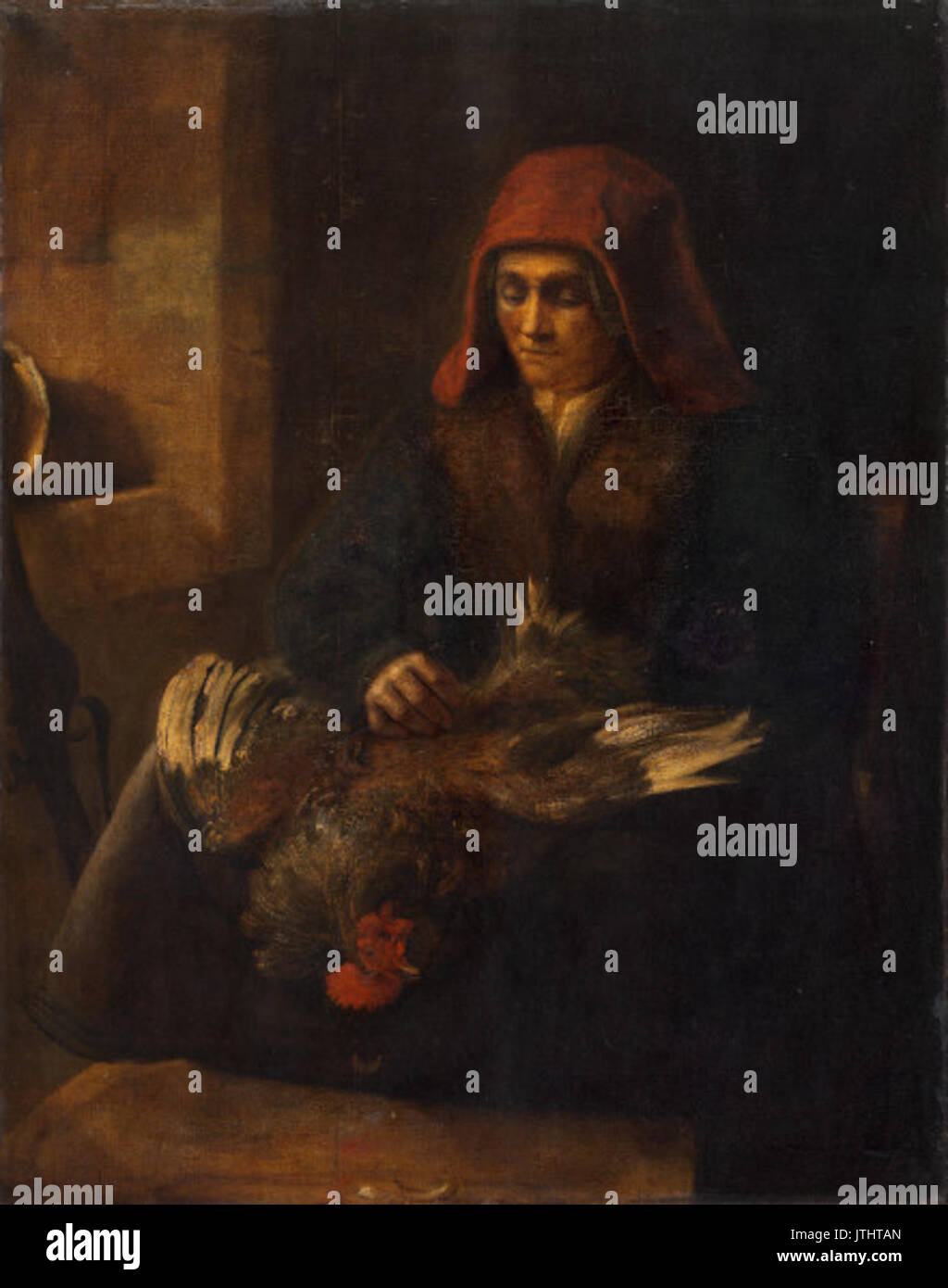 Rembrandt-Frau ein Huhn zu rupfen Stockfotografie - Alamy