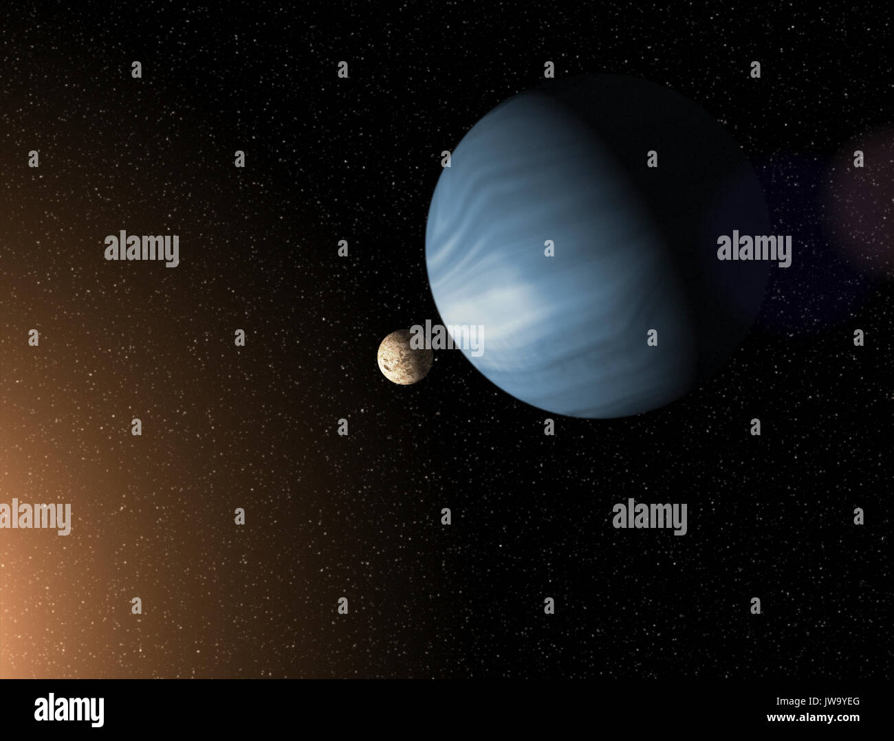 Große Blaue Gas riesigen Planeten und einen Mond um in der Nähe eines ...