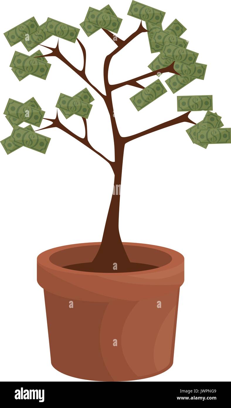 Geld Anlage in einem Topf Symbol auf weißem Hintergrund Vector ...