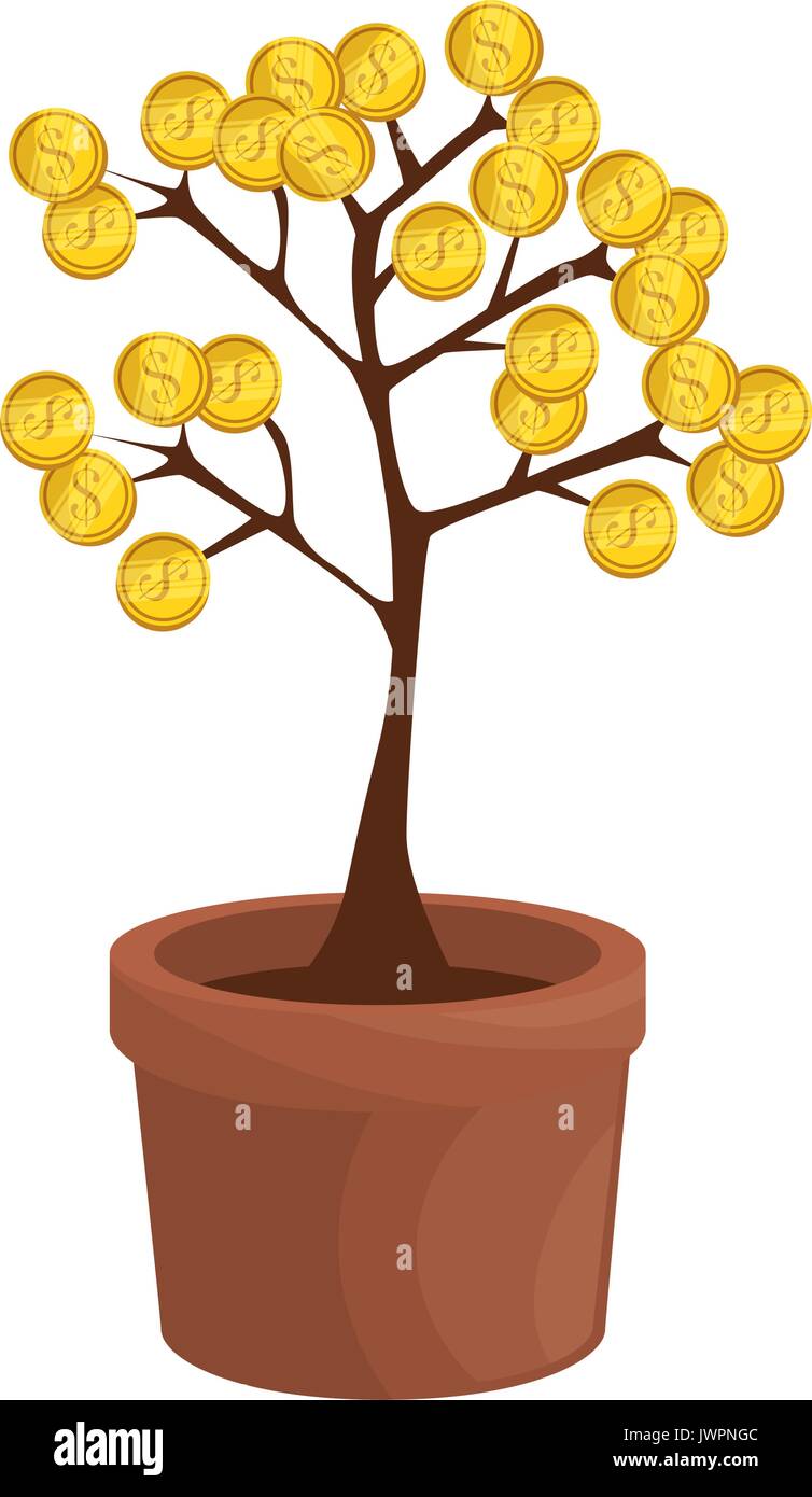 Geld Anlage in einem Topf Symbol auf weißem Hintergrund Vector ...