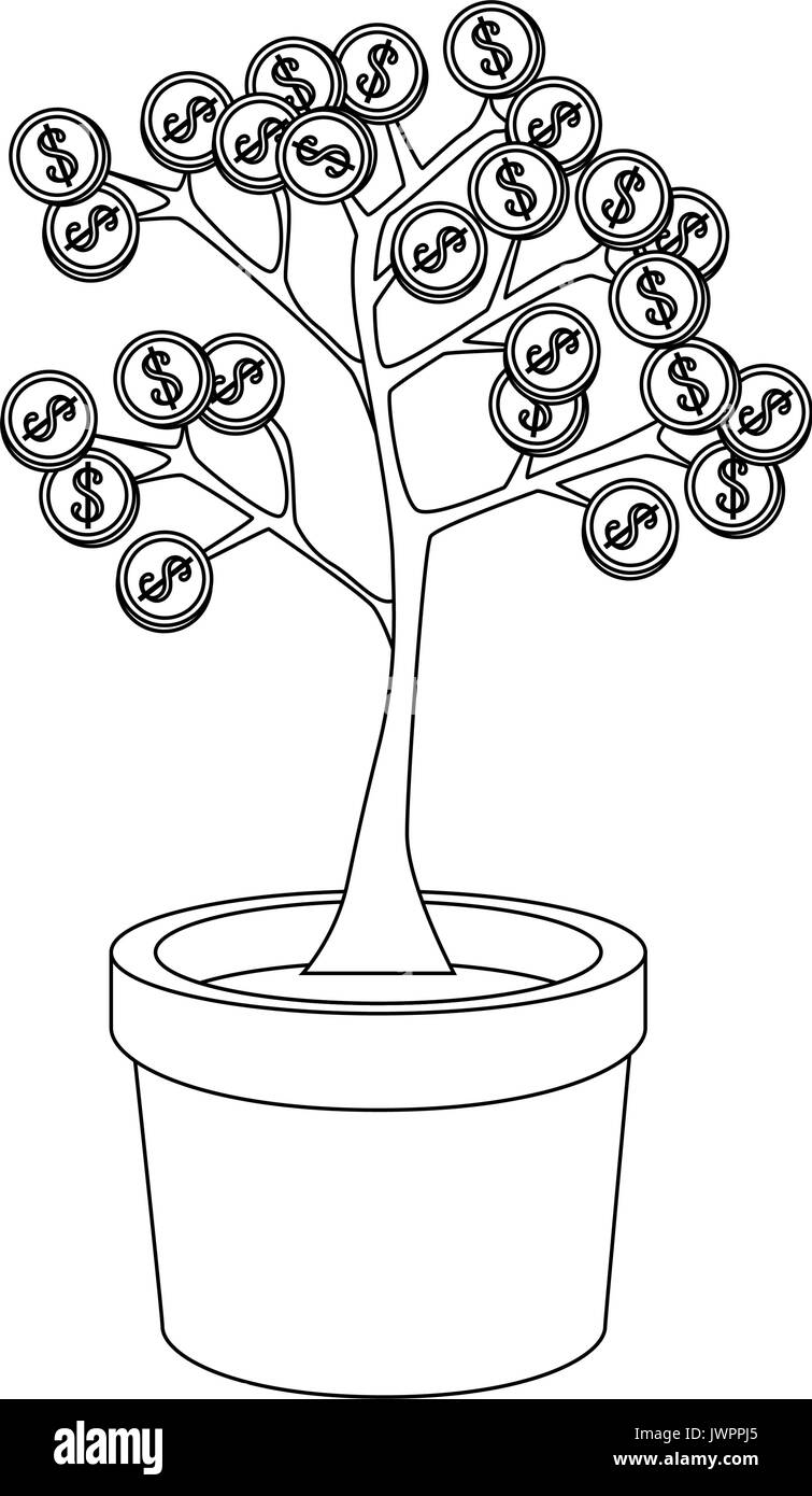 Geld Anlage in einem Topf Symbol auf weißem Hintergrund Vector ...