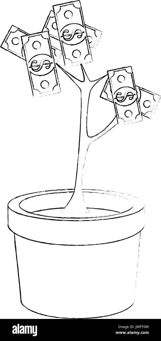 Geld Anlage in einem Topf Symbol auf weißem Hintergrund Vector ...