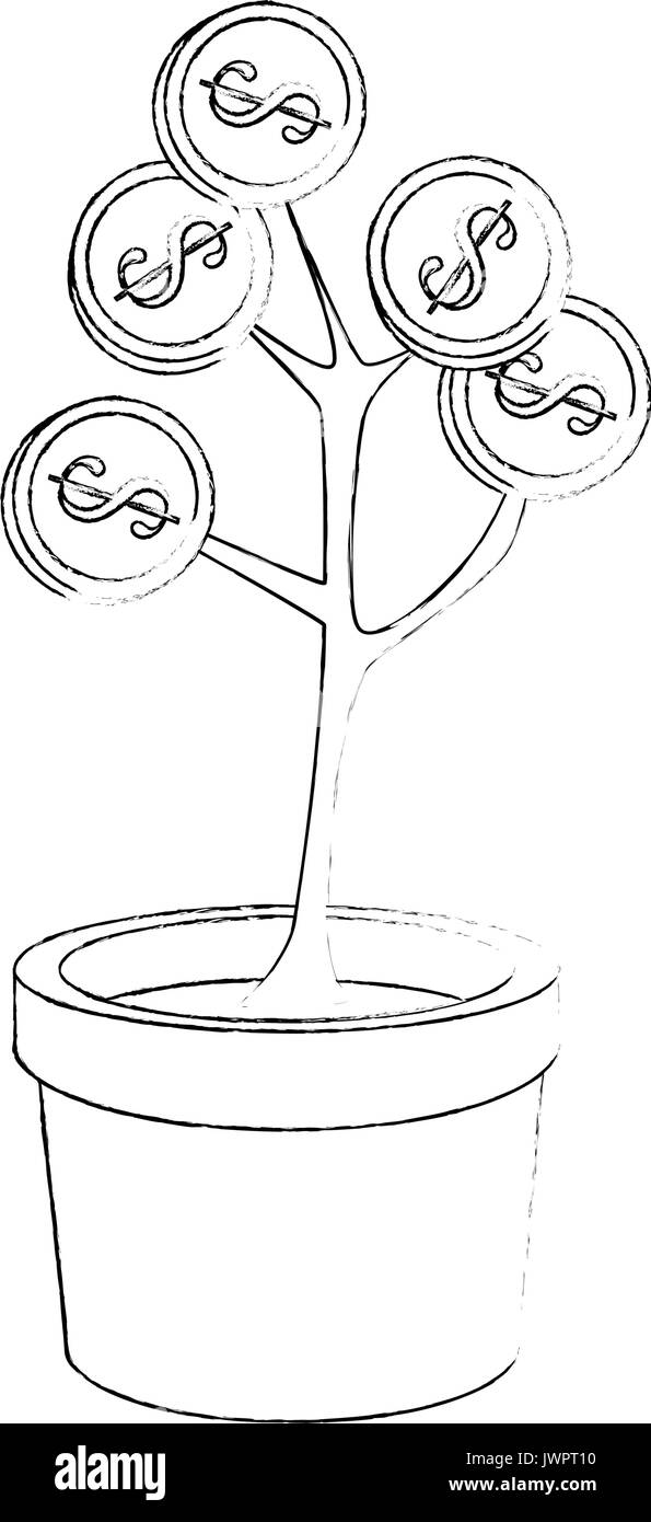 Geld Anlage in einem Topf Symbol auf weißem Hintergrund Vector ...