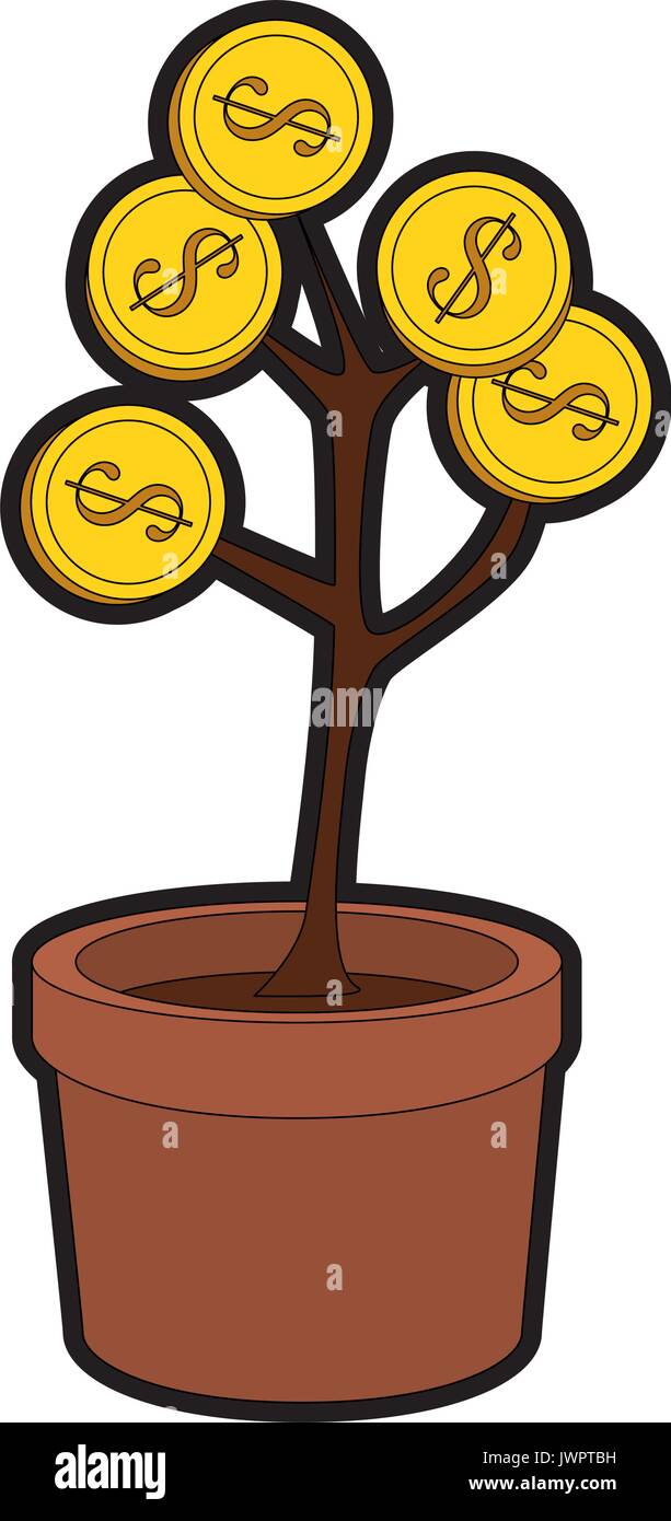 Geld Anlage in einem Topf Symbol auf weißem Hintergrund Vector ...