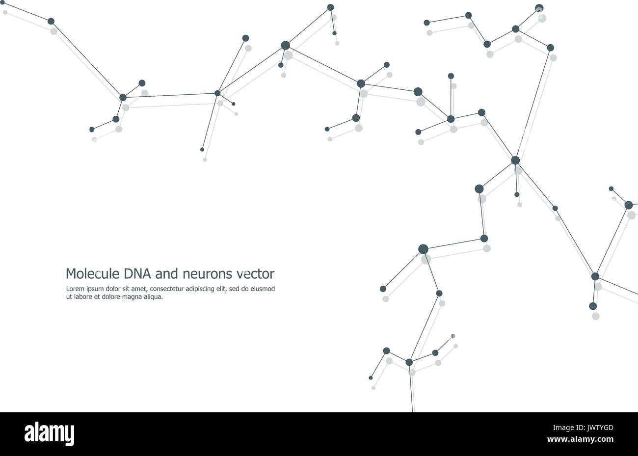 Struktur-Molekül Dna und Neuronen, verbundene Linien mit Punkten ...