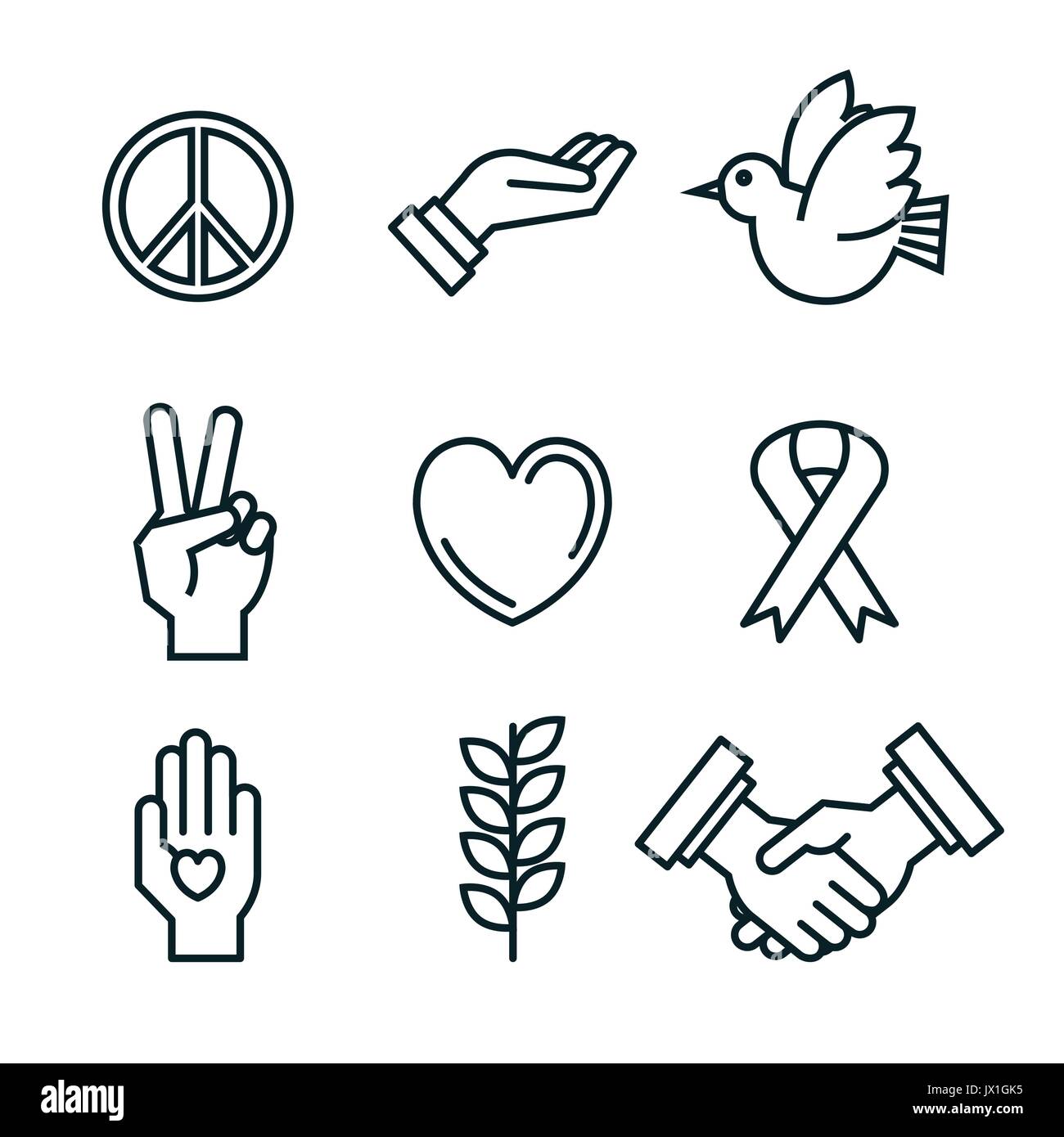 Symbole des Friedens für internationalen Frieden Tag icons Vector ...