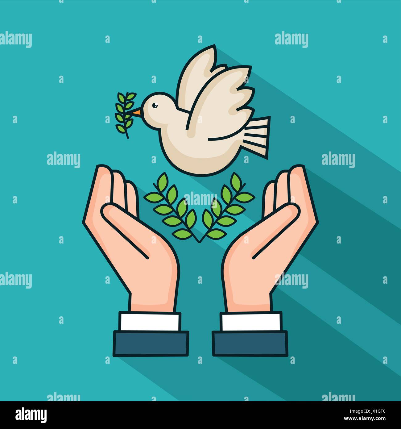 Hände mit Taube Zweig olive Symbol Frieden Vector Illustration Stock ...