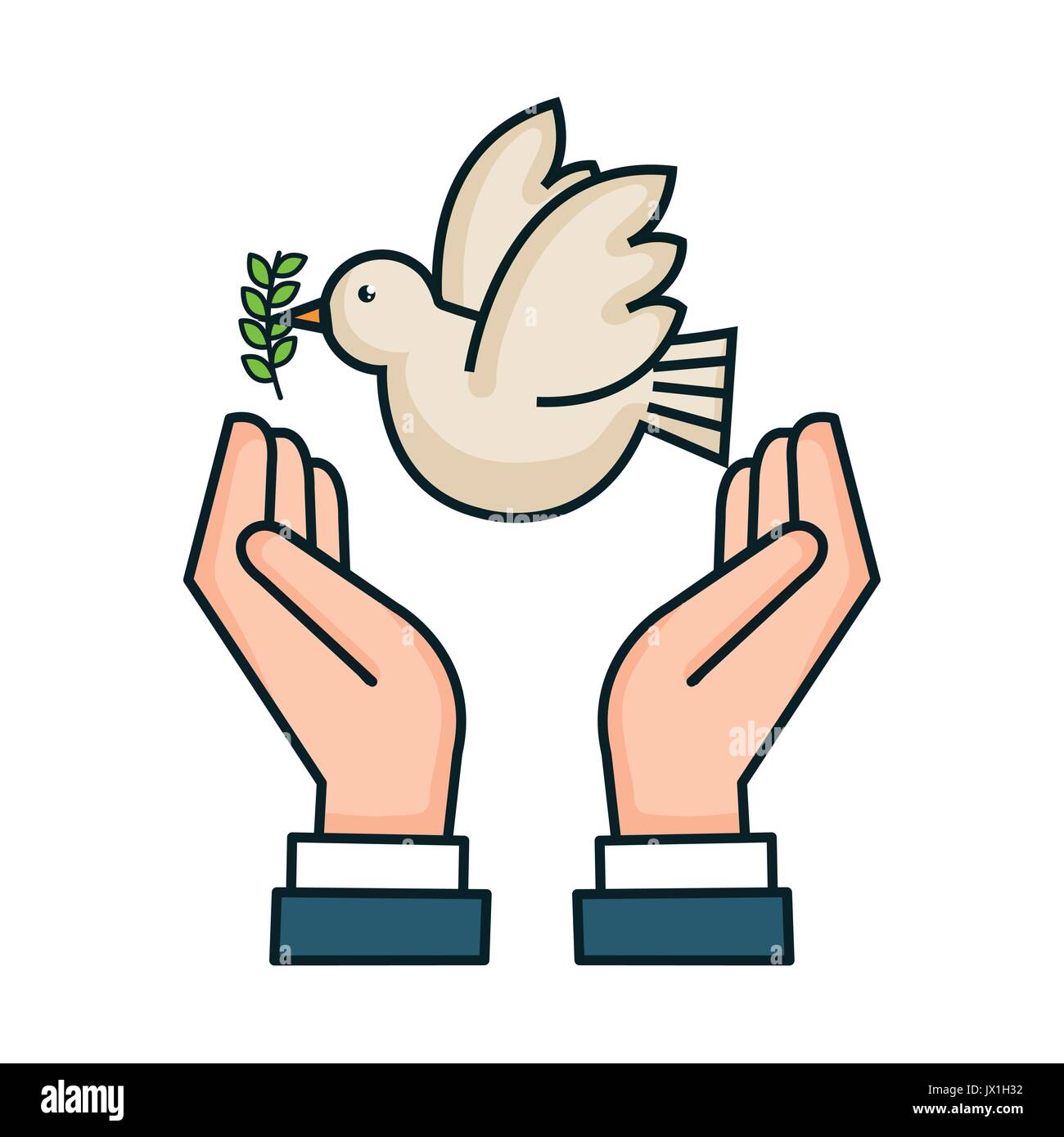 Hände Frieden taube Zweig olive Symbol Vektor illustration Stock ...