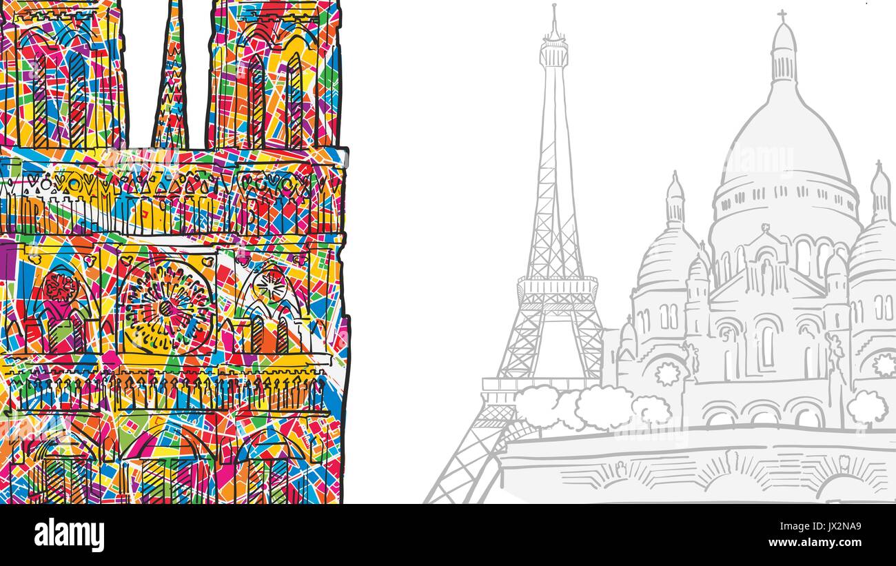 Paris Modernes reisen Sehenswürdigkeiten, Hand - Bunte Notre Dame ...