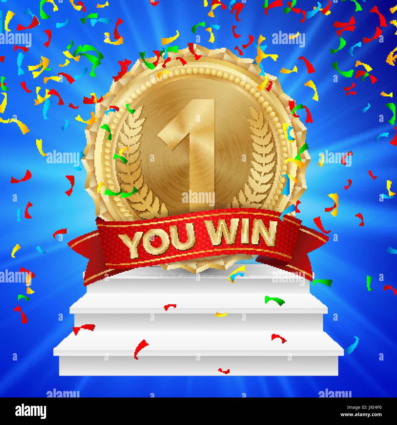 Platz 1 Sieger Vektor. Goldmedaille realistisch. Erste Platzierung ...