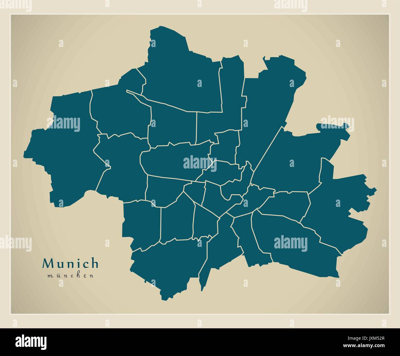 Moderne Stadtplan - München Deutschland mit Gemeinden DE Stock ...