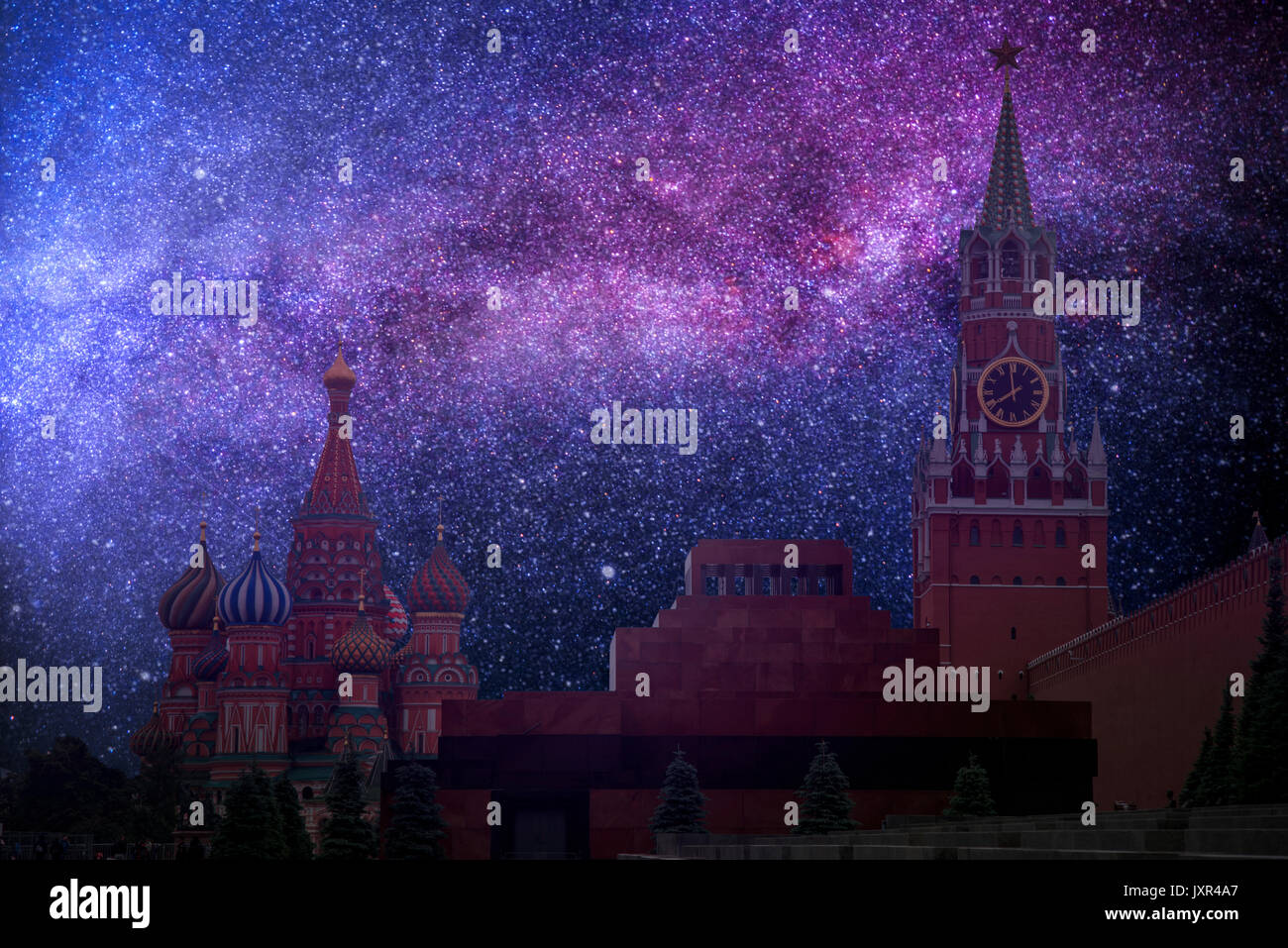 Astrofotografie des Nachthimmels. Der Rote Platz ist das wichtigste ...