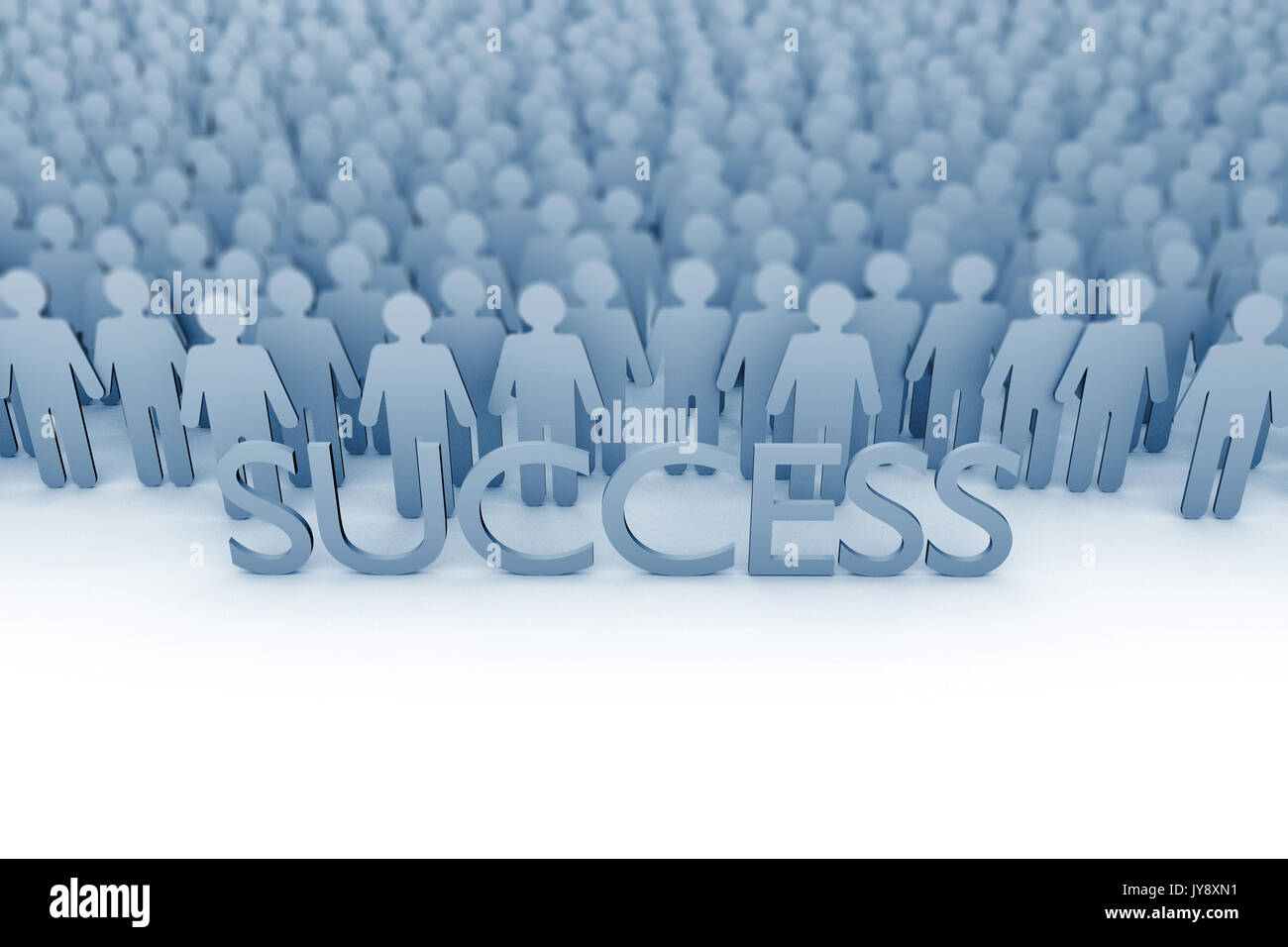 Erfolg im Team. Große Gruppe von Strichmännchen Menschen. 3D-Rendering ...