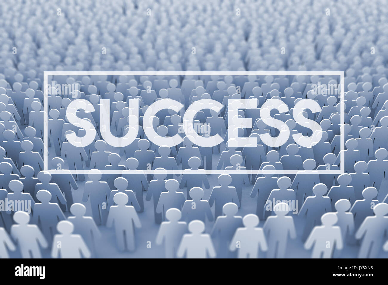 Erfolg im Team. Große Gruppe von Strichmännchen Menschen. 3D-Rendering ...