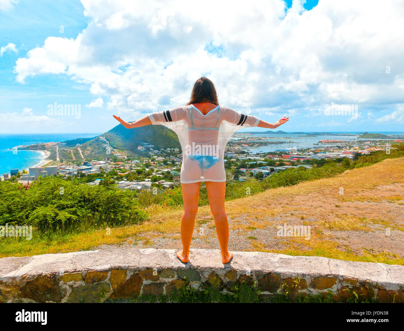 Das Mädchen an der Sint Maarten Insel, Karibik Stockfotografie - Alamy