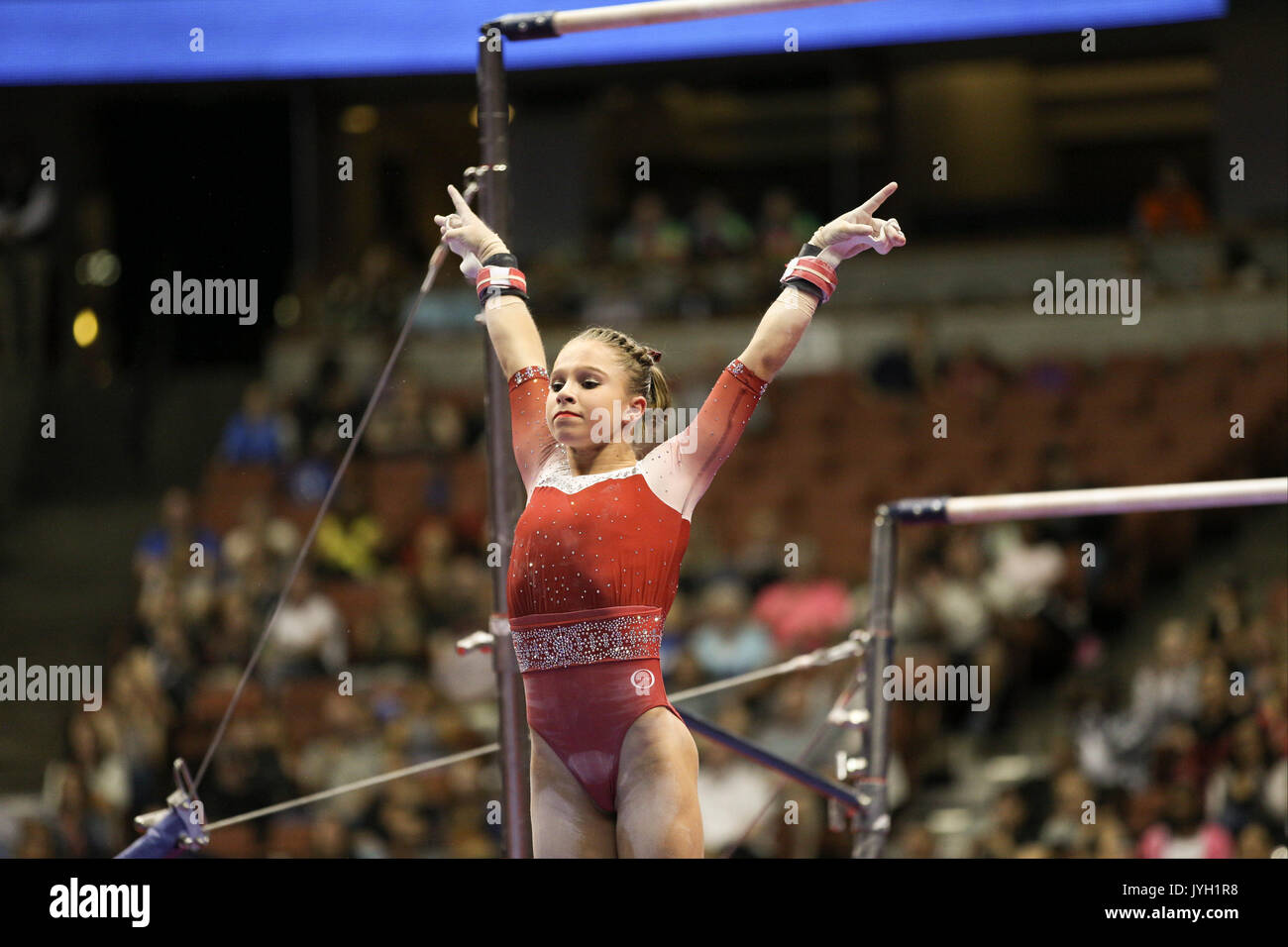 18. August 2017: Gymnast Ragan Smith tritt am ersten Tag des älteren ...
