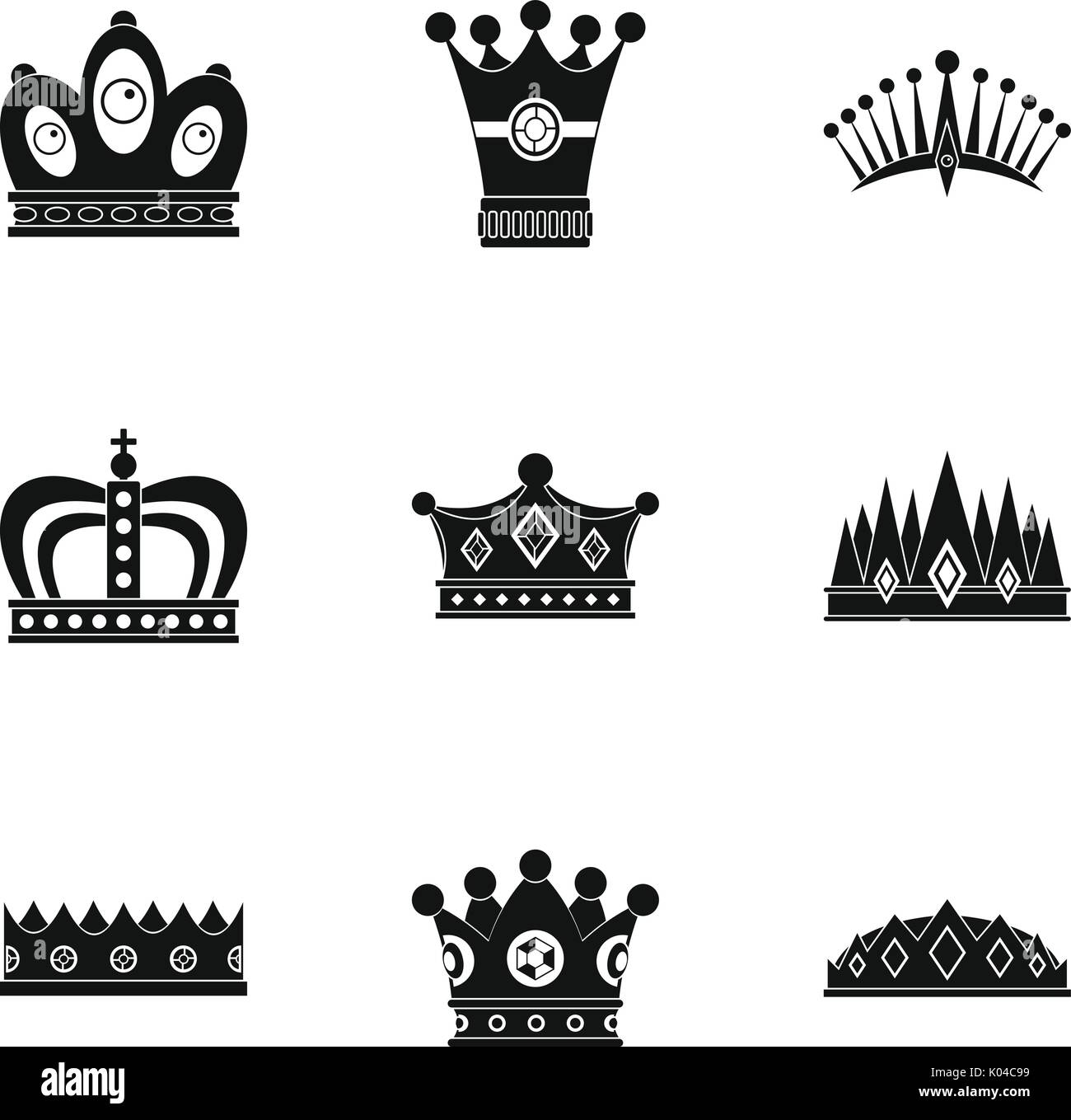 Adel Krone Icon Set, einfachen Stil Stock-Vektorgrafik - Alamy