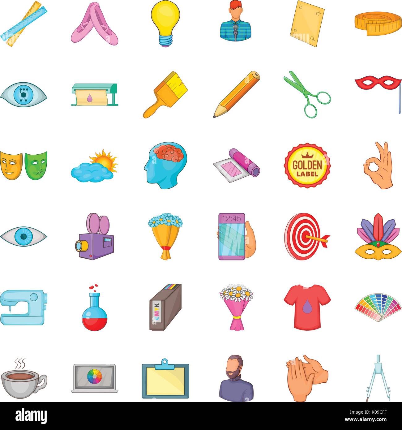 Kunst Symbole, Cartoon Stil Stock-Vektorgrafik - Alamy