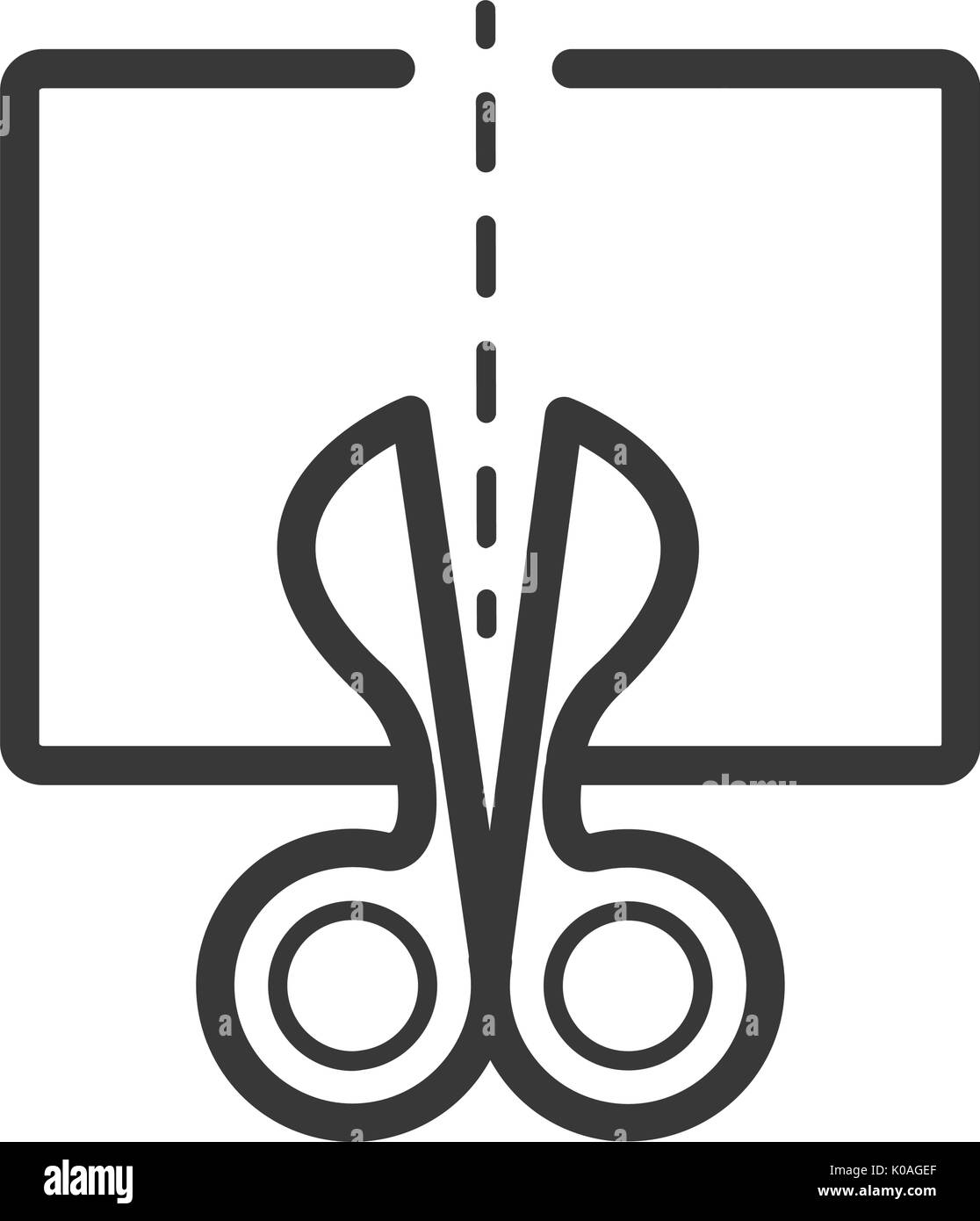 Schere symbol mit trennlinie Schwarzweiß-Stockfotos und -bilder - Alamy
