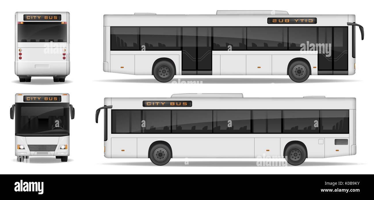 Realistische City Bus Vorlage auf weißem Hintergrund. Passagier City ...