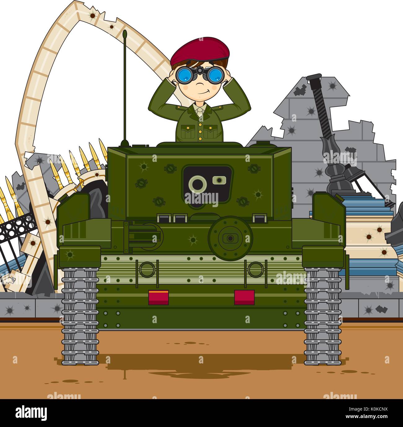 Cartoon Militär Panzer und Soldaten Vector Illustration Stock ...